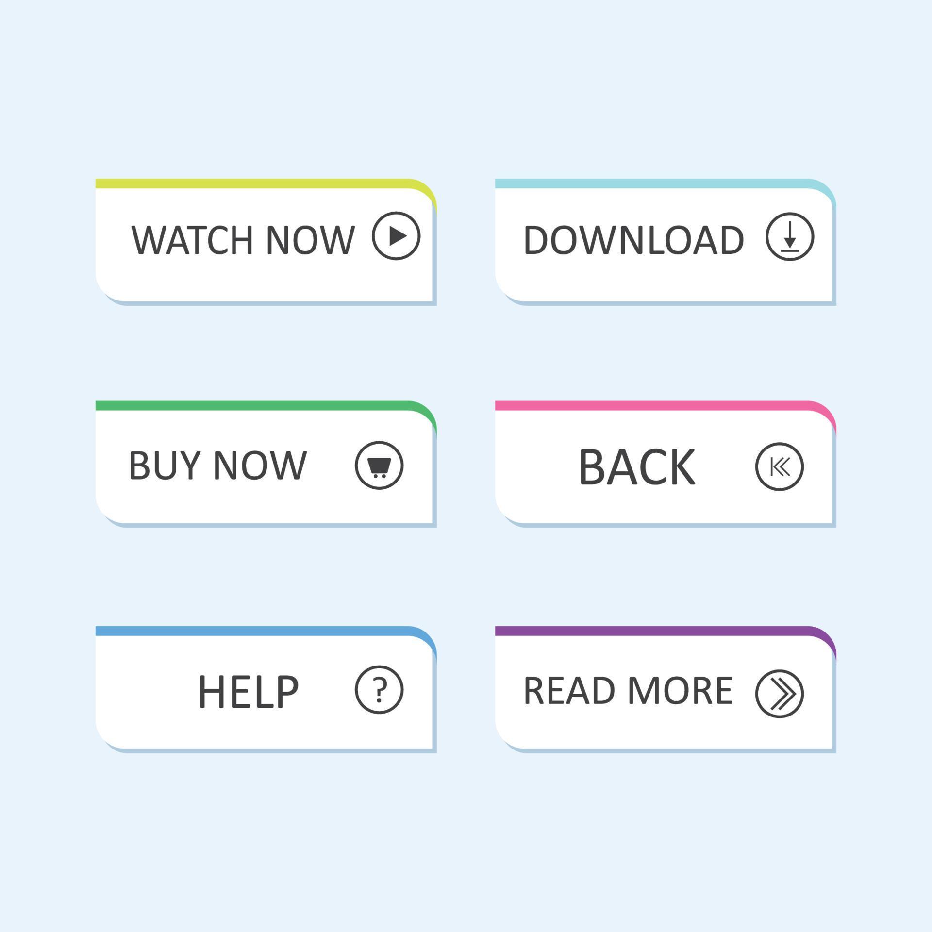 Modern vector set of trendy flat buttons. icons for web design and ...