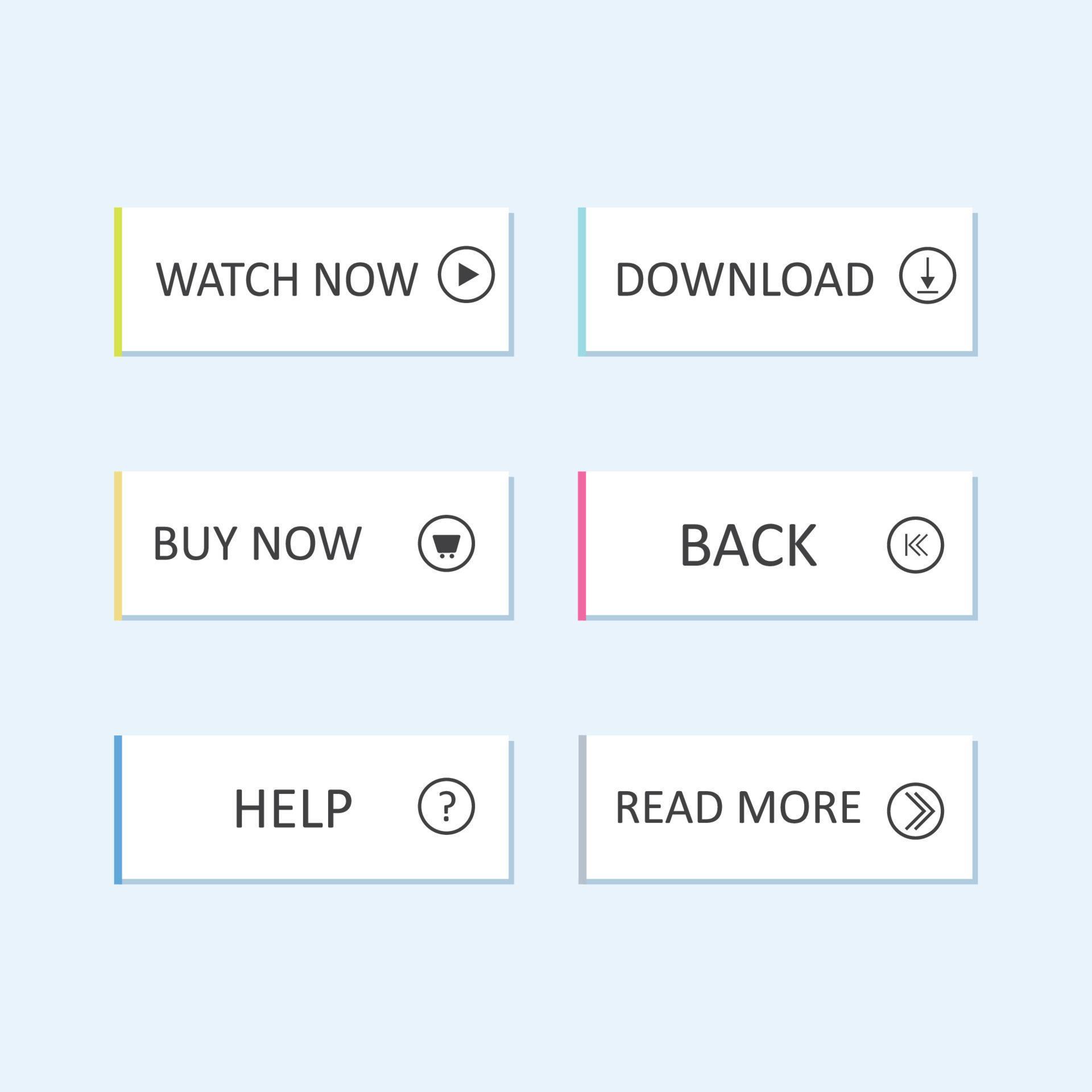 Modern vector set of trendy flat buttons. icons for web design and ...