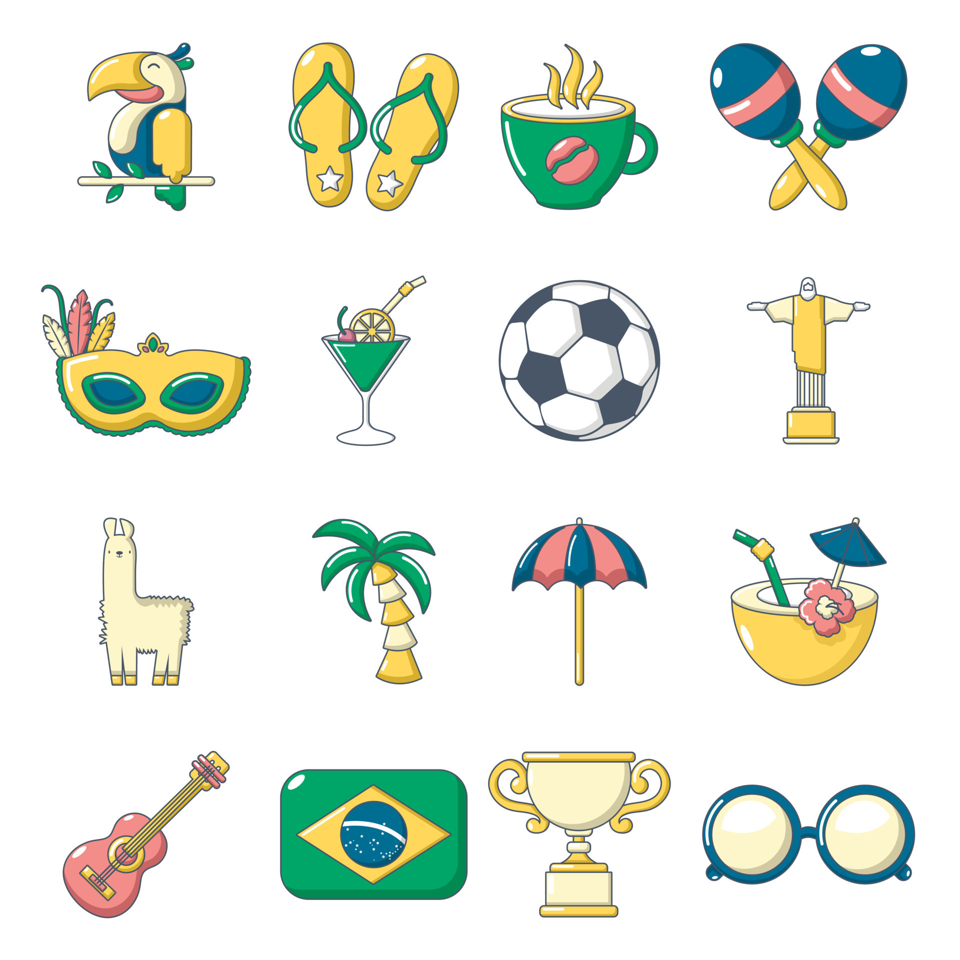 Brasil travel icons set, cartoon style 8442376 Vector Art at Vecteezy Brasil travel icons set, cartoon style 8442376 Vector Art at Vecteezy