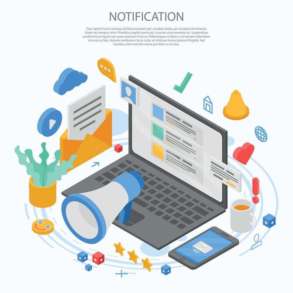 Notification message concept banner, isometric style 8442530 Vector Art ... Notification message concept banner, isometric style 8442530 Vector Art ...