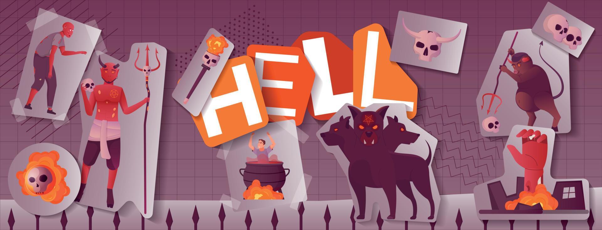 Hell Flat Collage 8443600 Vector Art at Vecteezy