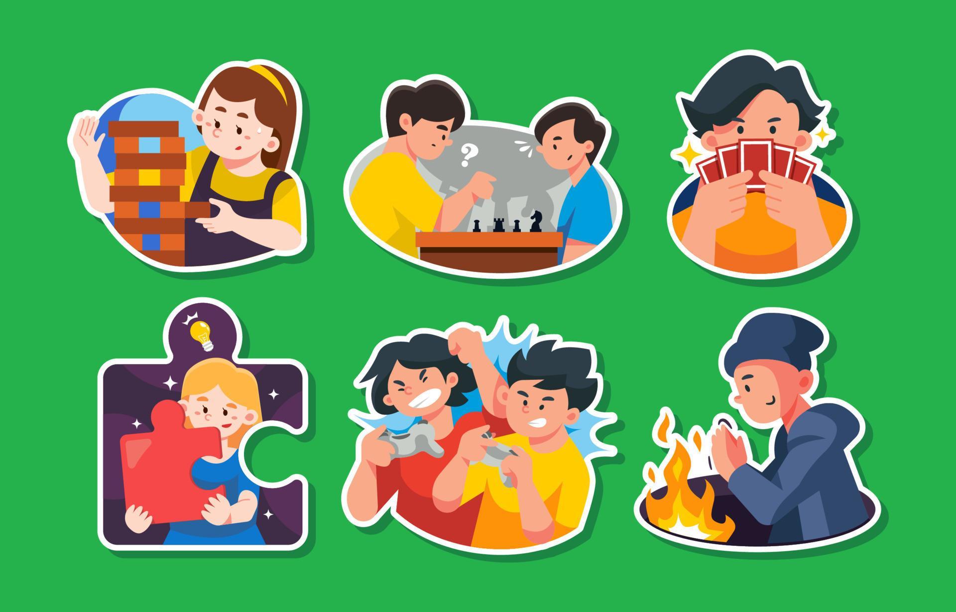 Family Activity Game Night Sticker Set 8443849 Vector Art at Vecteezy