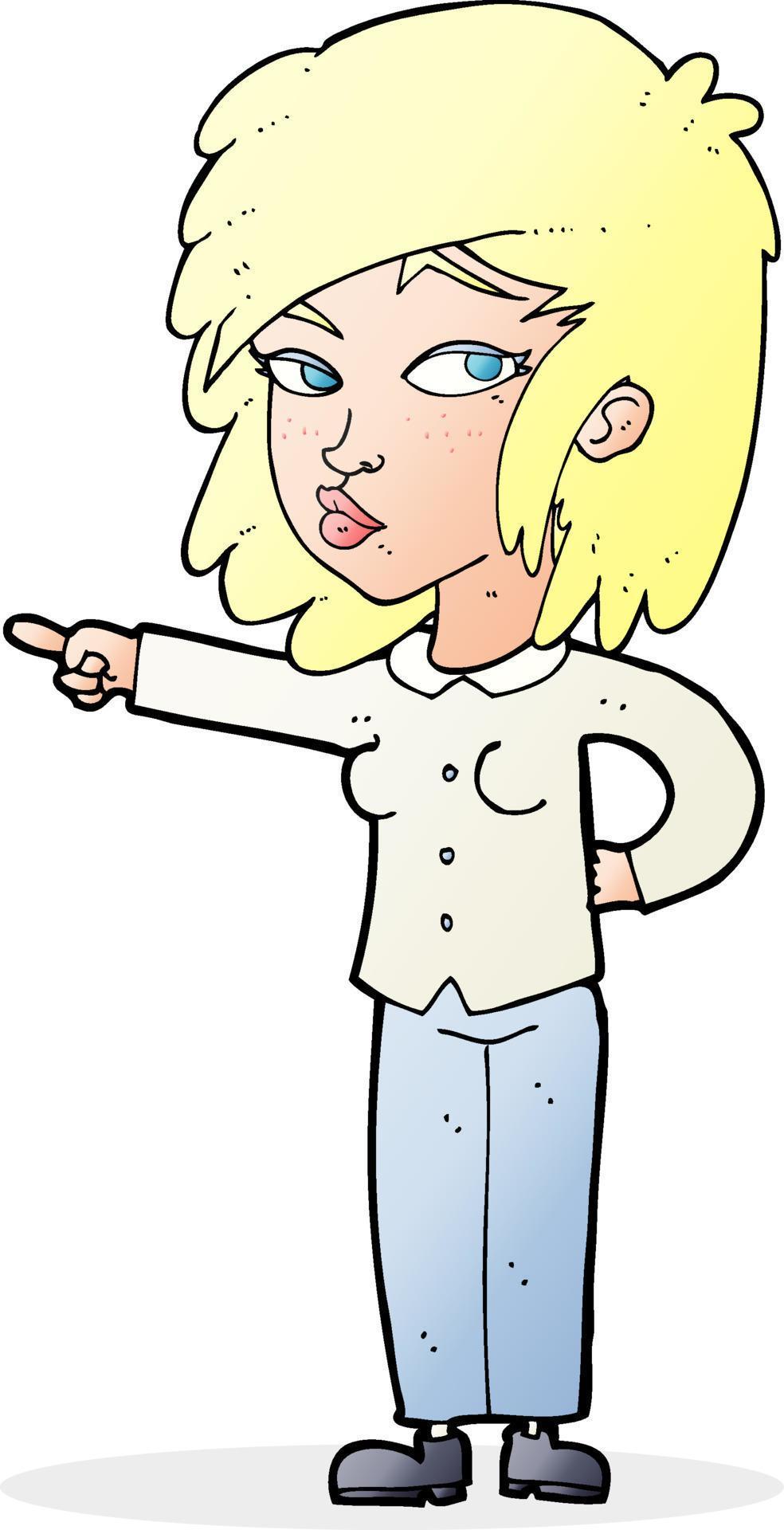 cartoon woman pointing 8447983 Vector Art at Vecteezy