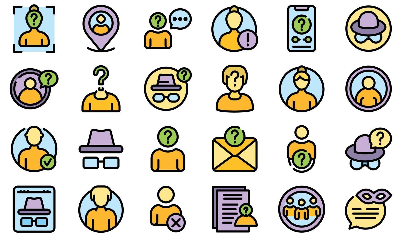 Anonymous icons set line color vector 8453031 Vector Art at Vecteezy Anonymous icons set line color vector 8453031 Vector Art at Vecteezy