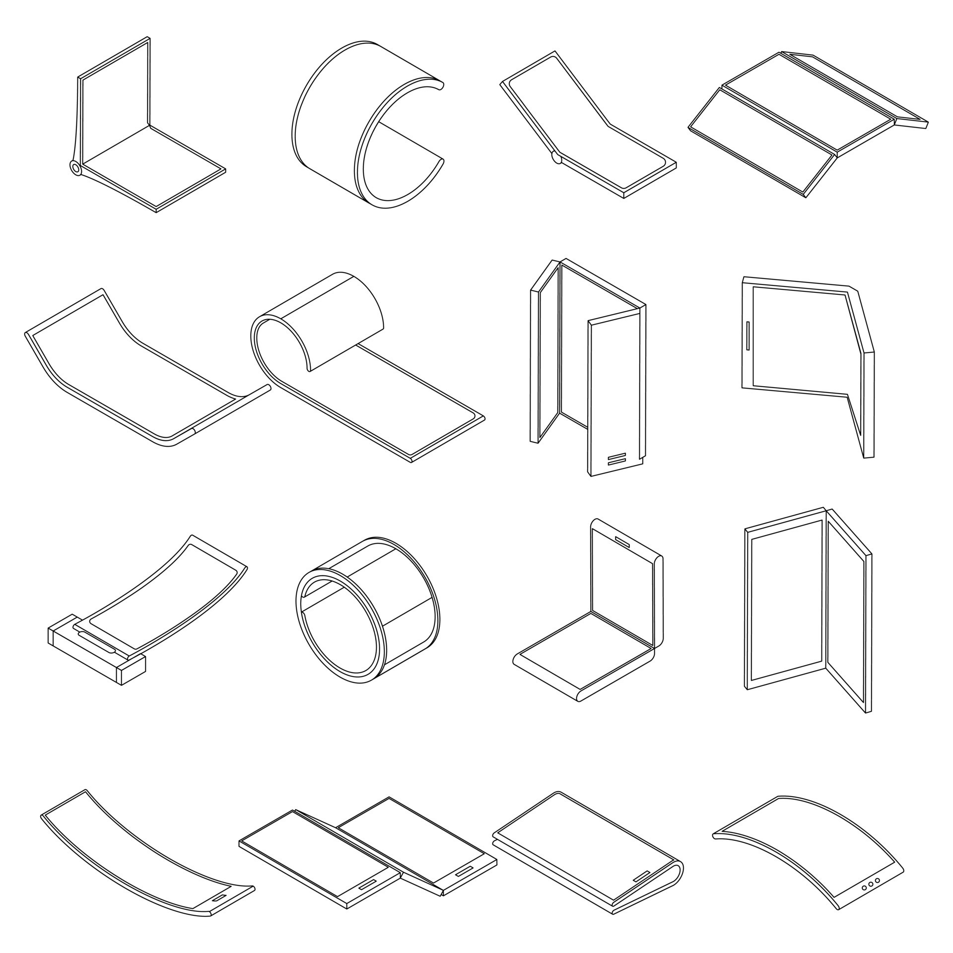 Flexible display icons set vector outine 8453250 Vector Art at Vecteezy Flexible display icons set vector outine 8453250 Vector Art at Vecteezy