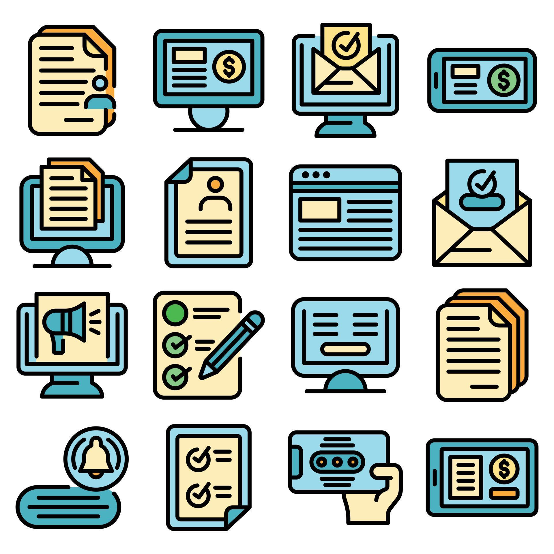 Subscription icons set vector flat 8453330 Vector Art at Vecteezy