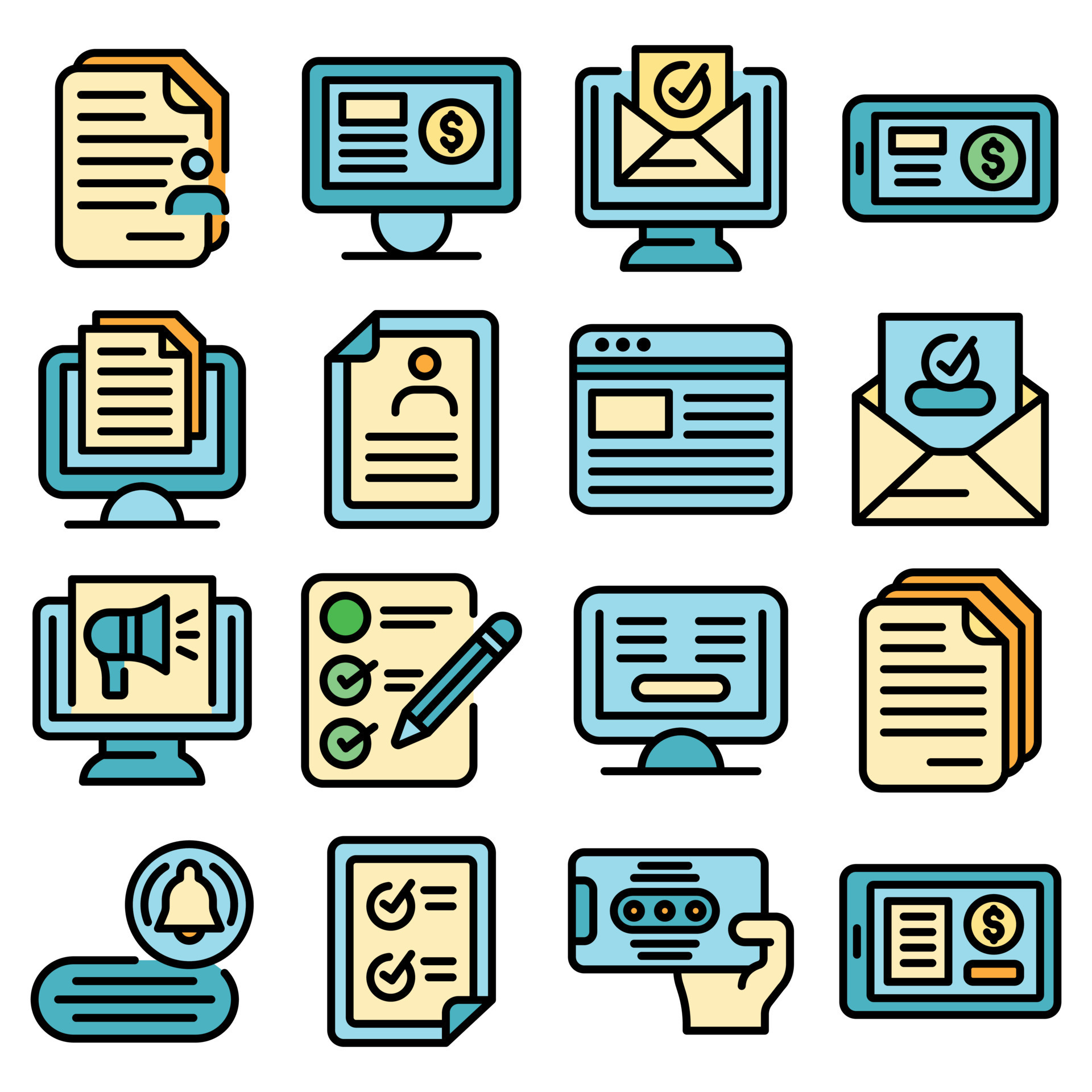 Subscription icons set vector flat 8453330 Vector Art at Vecteezy