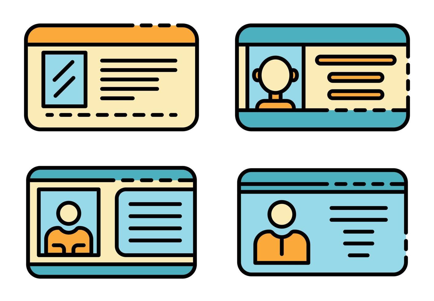 Driver license icons set line color vector 8453448 Vector Art at Vecteezy