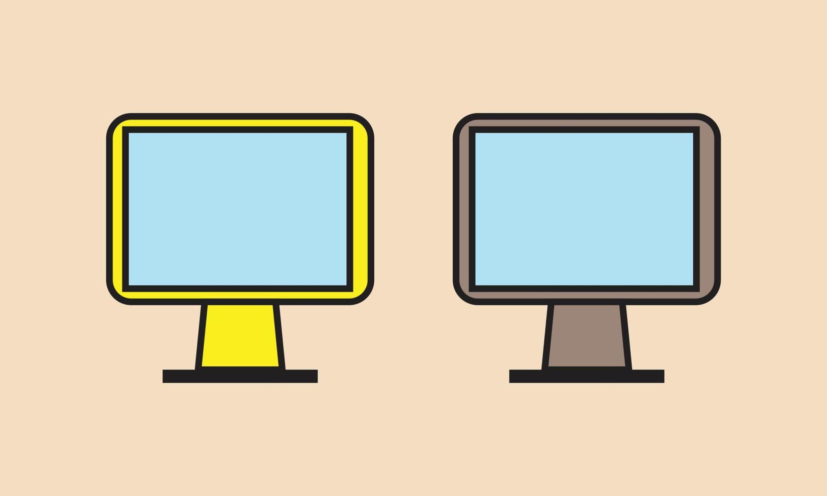 computer monitor icon, filled outline color desktop 8453583 Vector Art ...