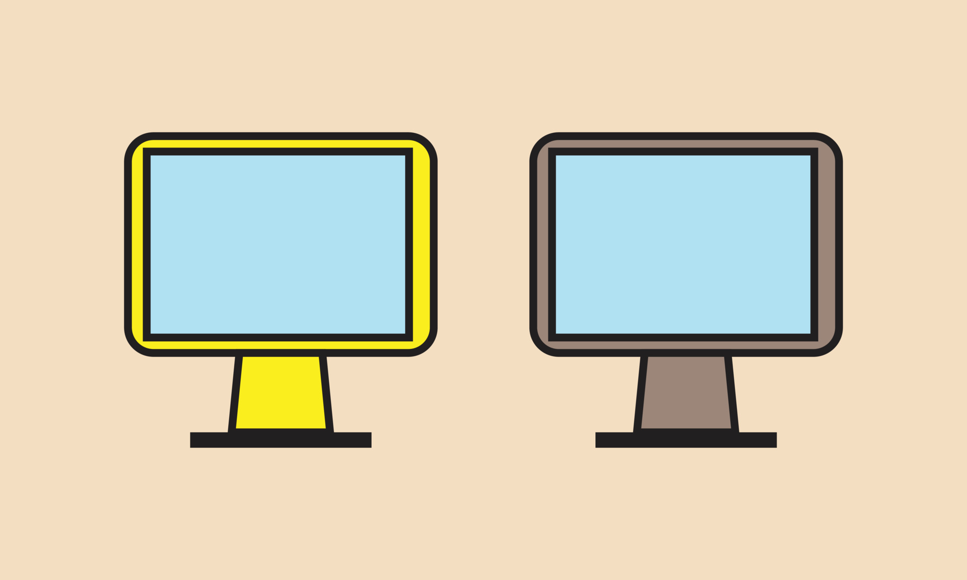 computer monitor icon, filled outline color desktop 8453583 Vector Art ...