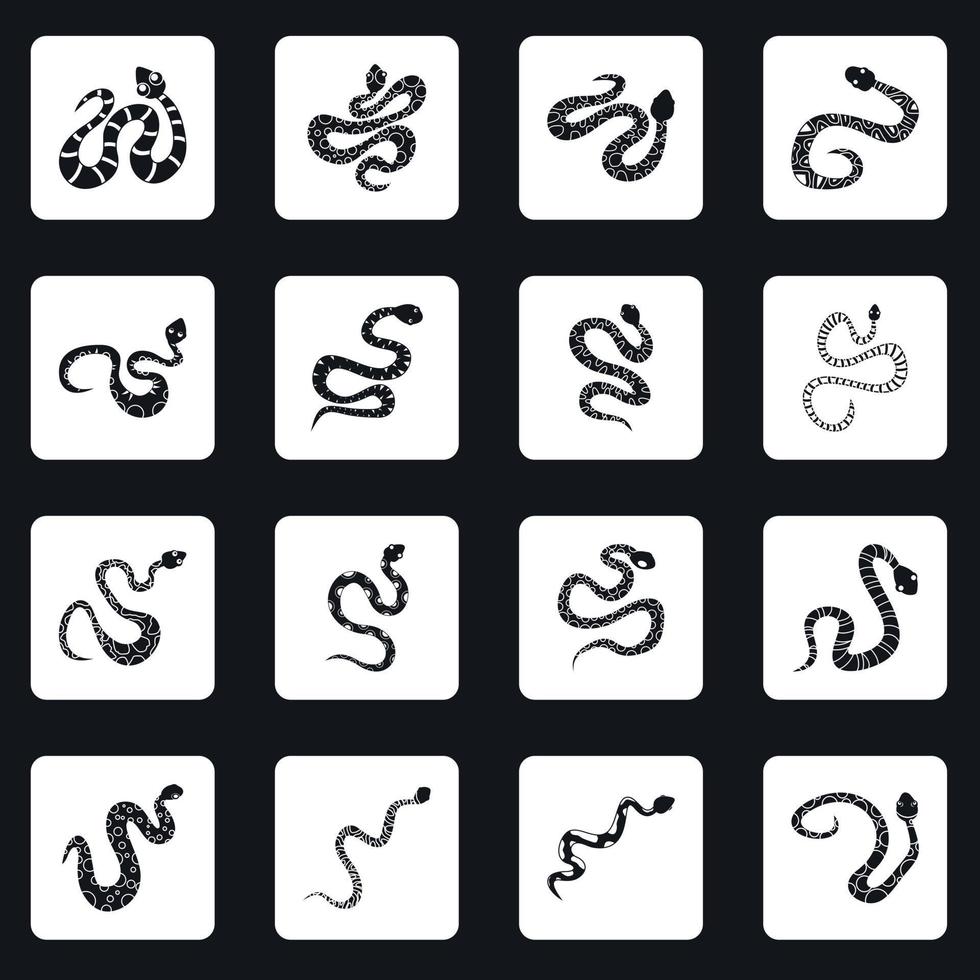 Snake icons set squares vector 8455452 Vector Art at Vecteezy