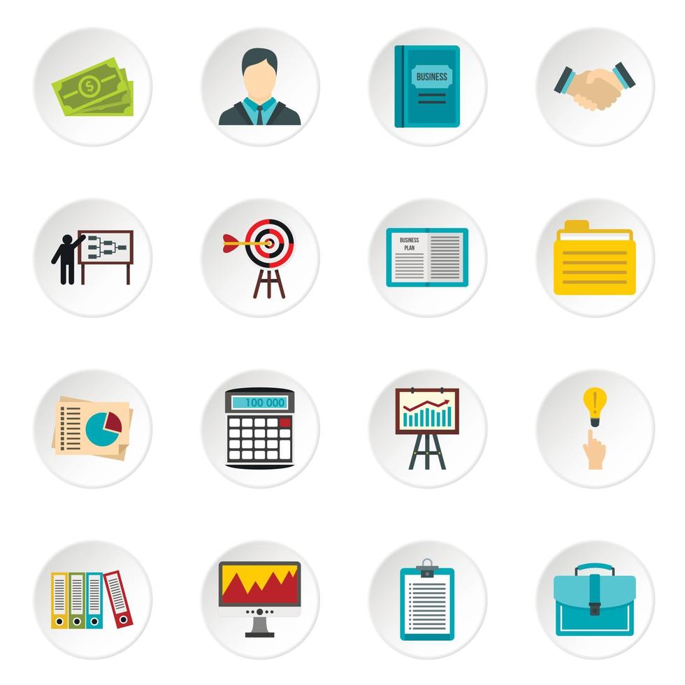 Business strategy icons set, flat style 8455463 Vector Art at Vecteezy
