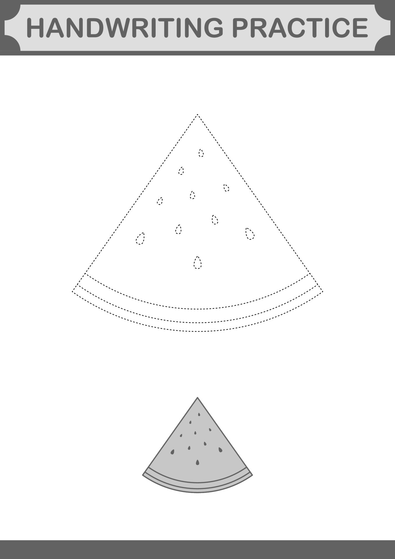 Handwriting practice with Watermelon. Worksheet for kids 8457530 Vector ...