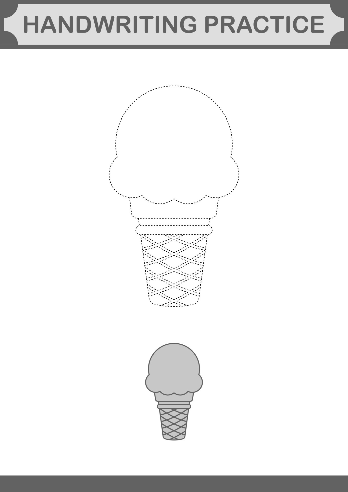 Handwriting practice with Ice Cream. Worksheet for kids 8457642 Vector ...