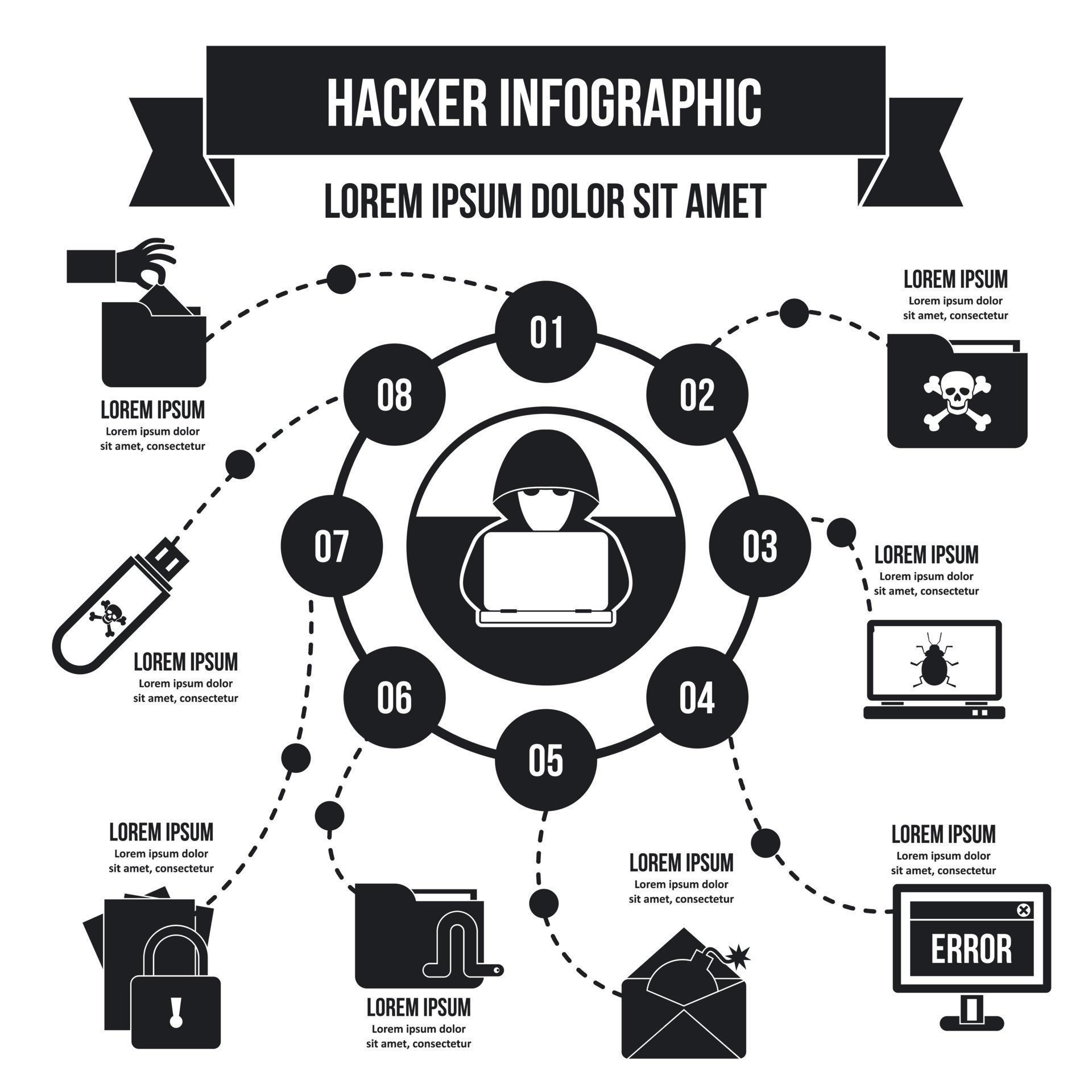 Hacker infographic concept, simple style 8457903 Vector Art at Vecteezy