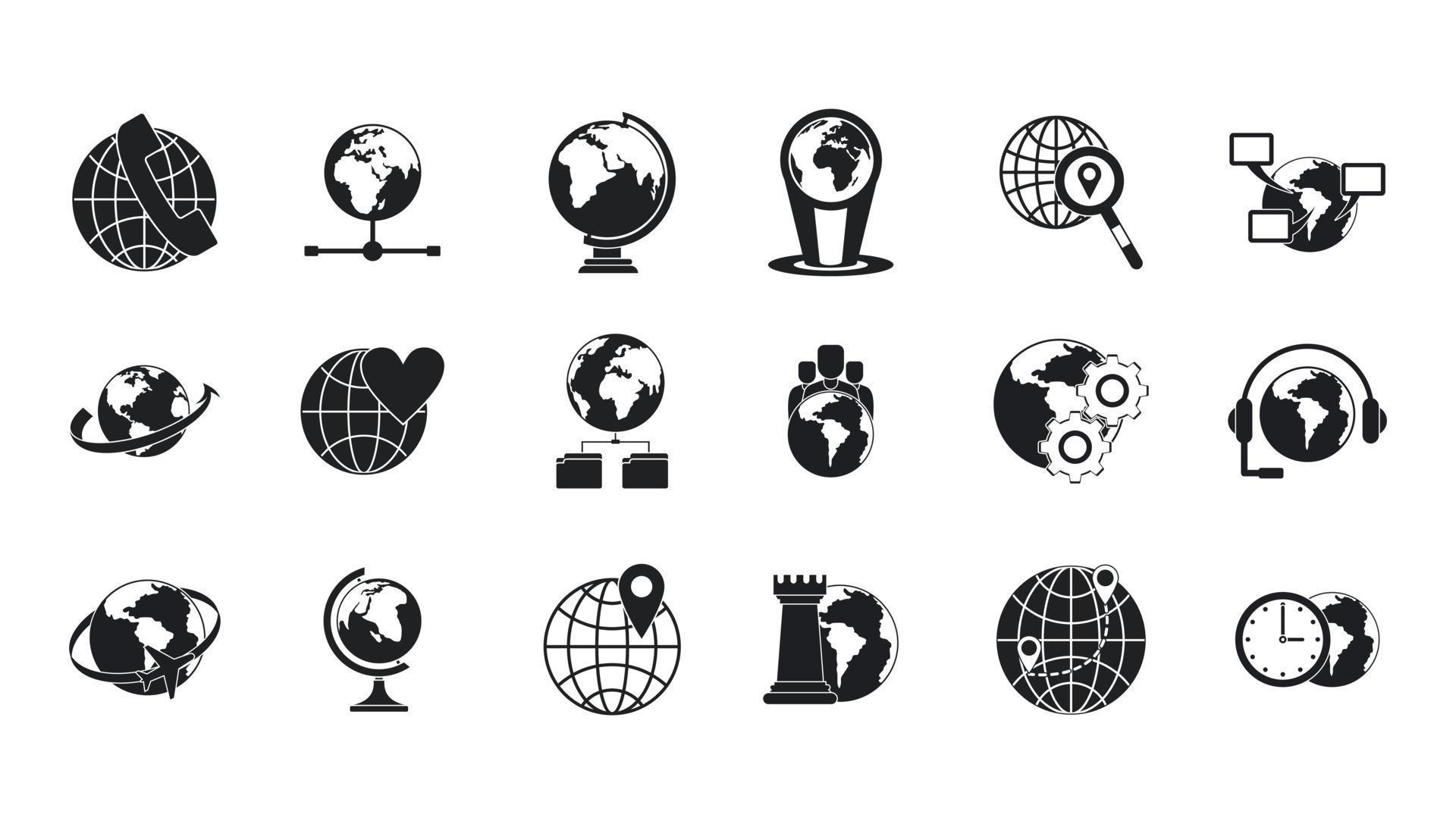 Globe icon set, simple style 8459514 Vector Art at Vecteezy