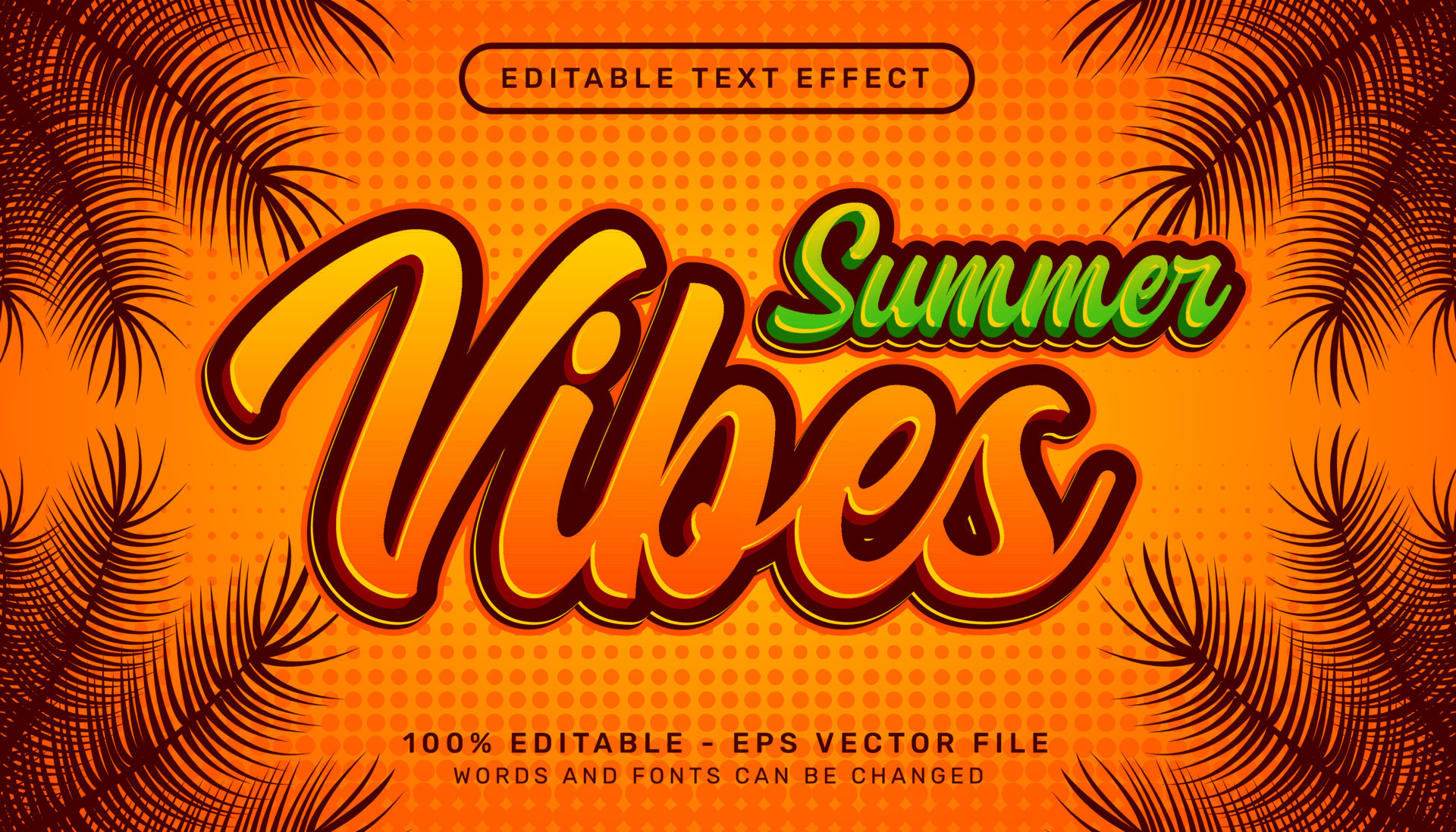 Summer Vibes Retro Color 3d Editable Text Effect 8459931 Vector Art At