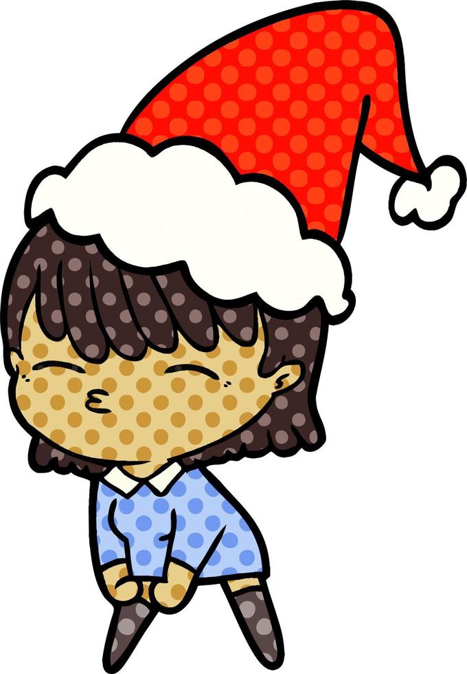 comic book style illustration of a woman wearing santa hat 8462836 ...