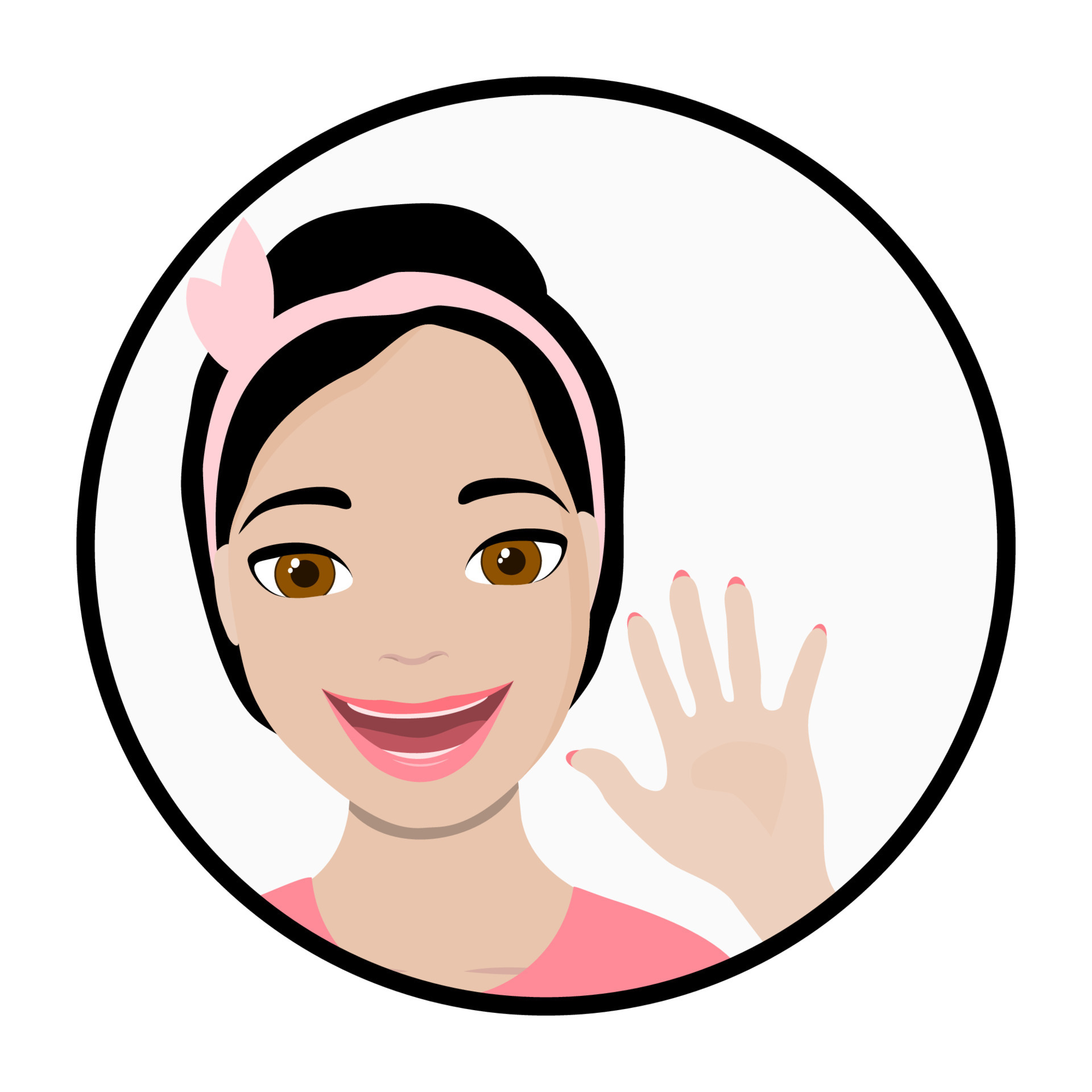 Hello, cartoon friendly brunette woman wave hand, smiling girl waving ... Hello, cartoon friendly brunette woman wave hand, smiling girl waving ...