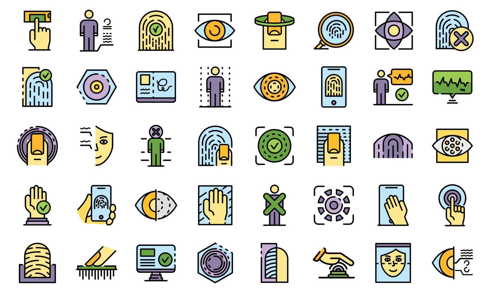 Biometric Authentication Icons Vector Flat 8478167 Vector Art At Vecteezy