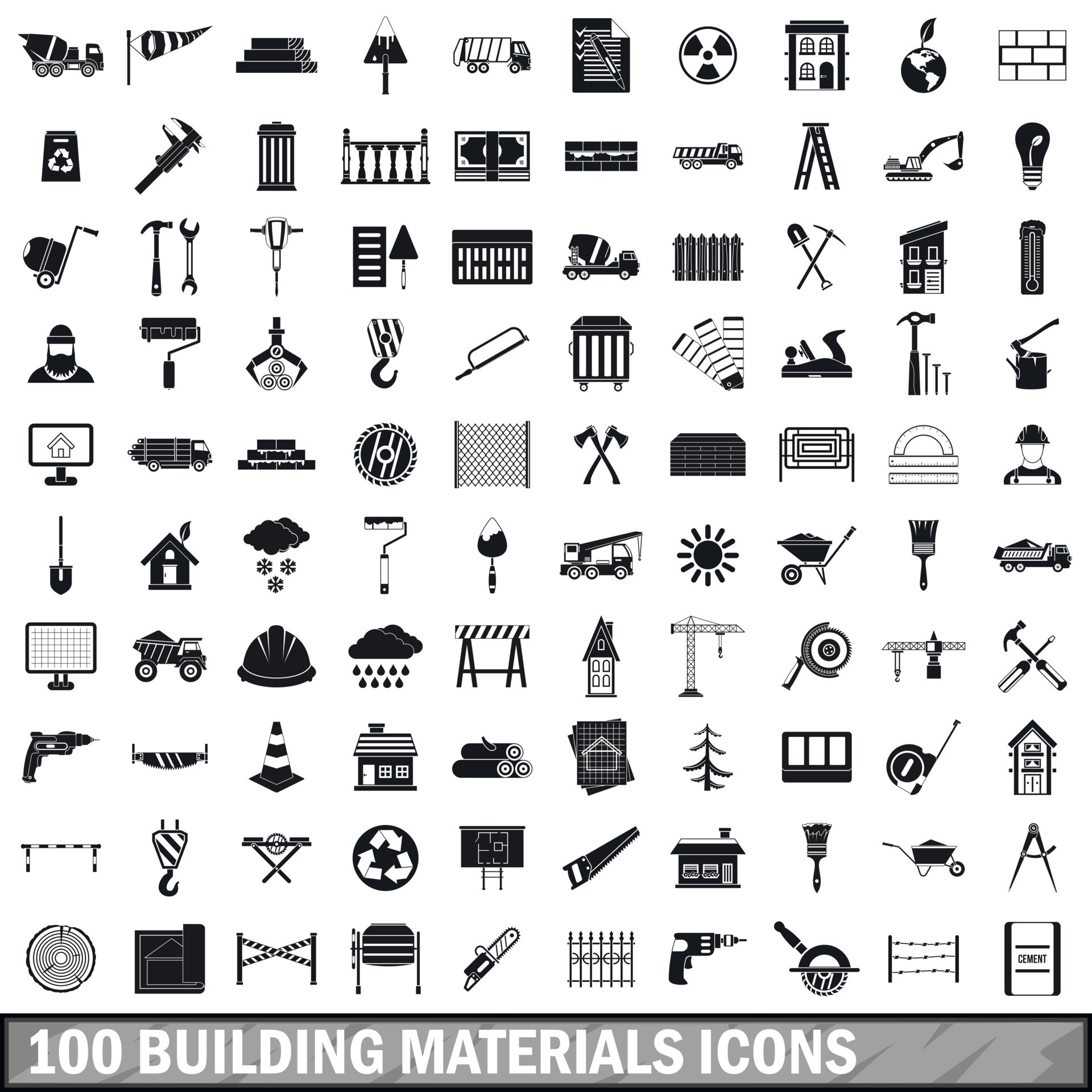 100 building materials icons set, simple style 8479004 Vector Art at ... 100 building materials icons set, simple style 8479004 Vector Art at ...