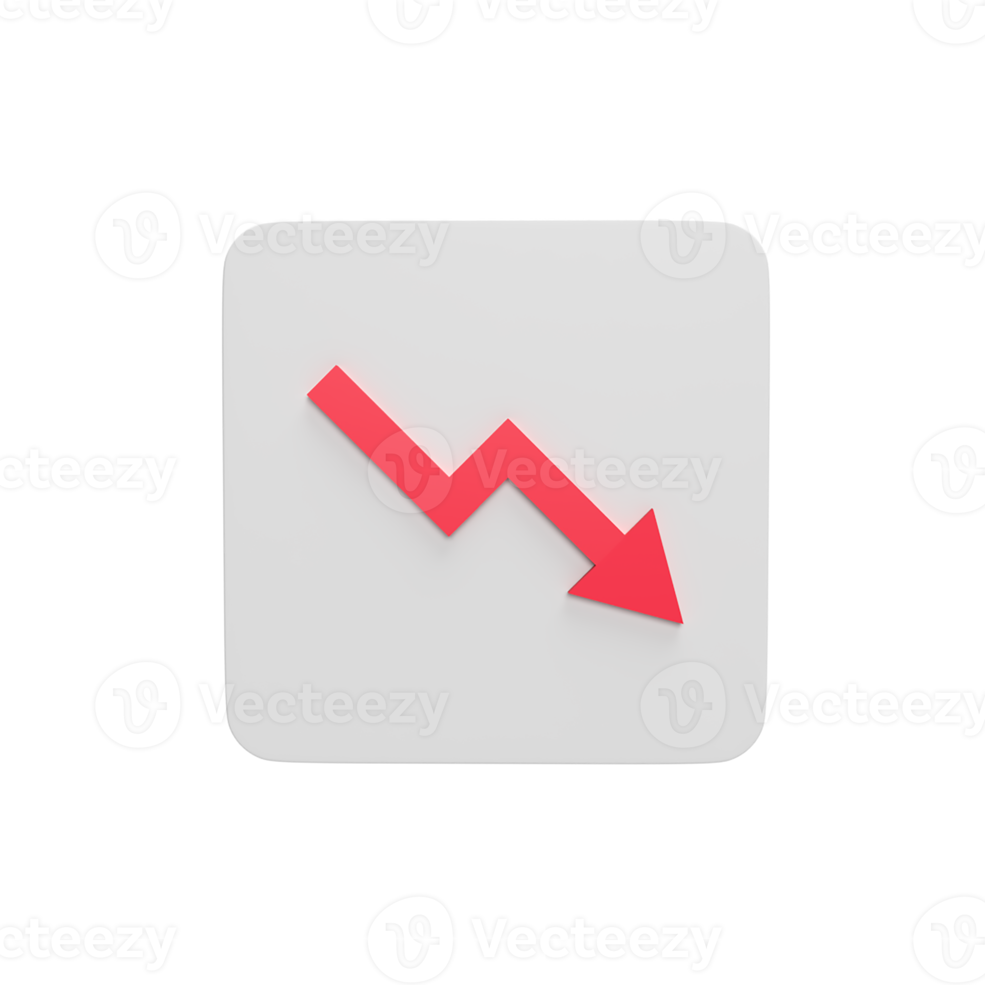 Decrease graph 3d icon model cartoon style concept. render illustration ...