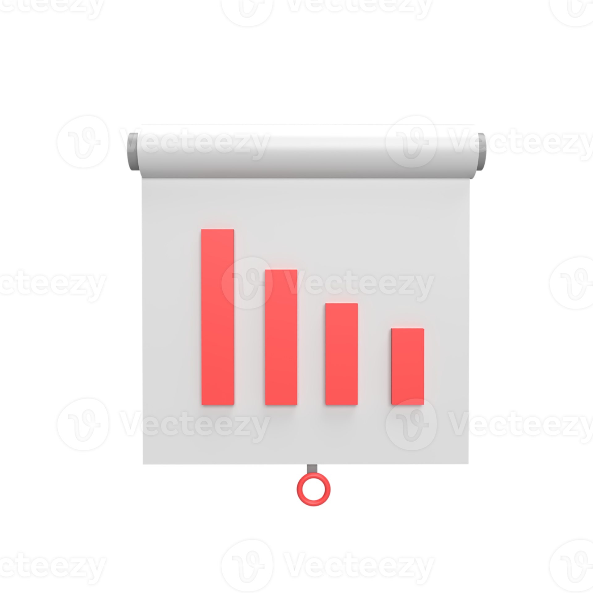 Decrease graph 3d icon model cartoon style concept. render illustration ...