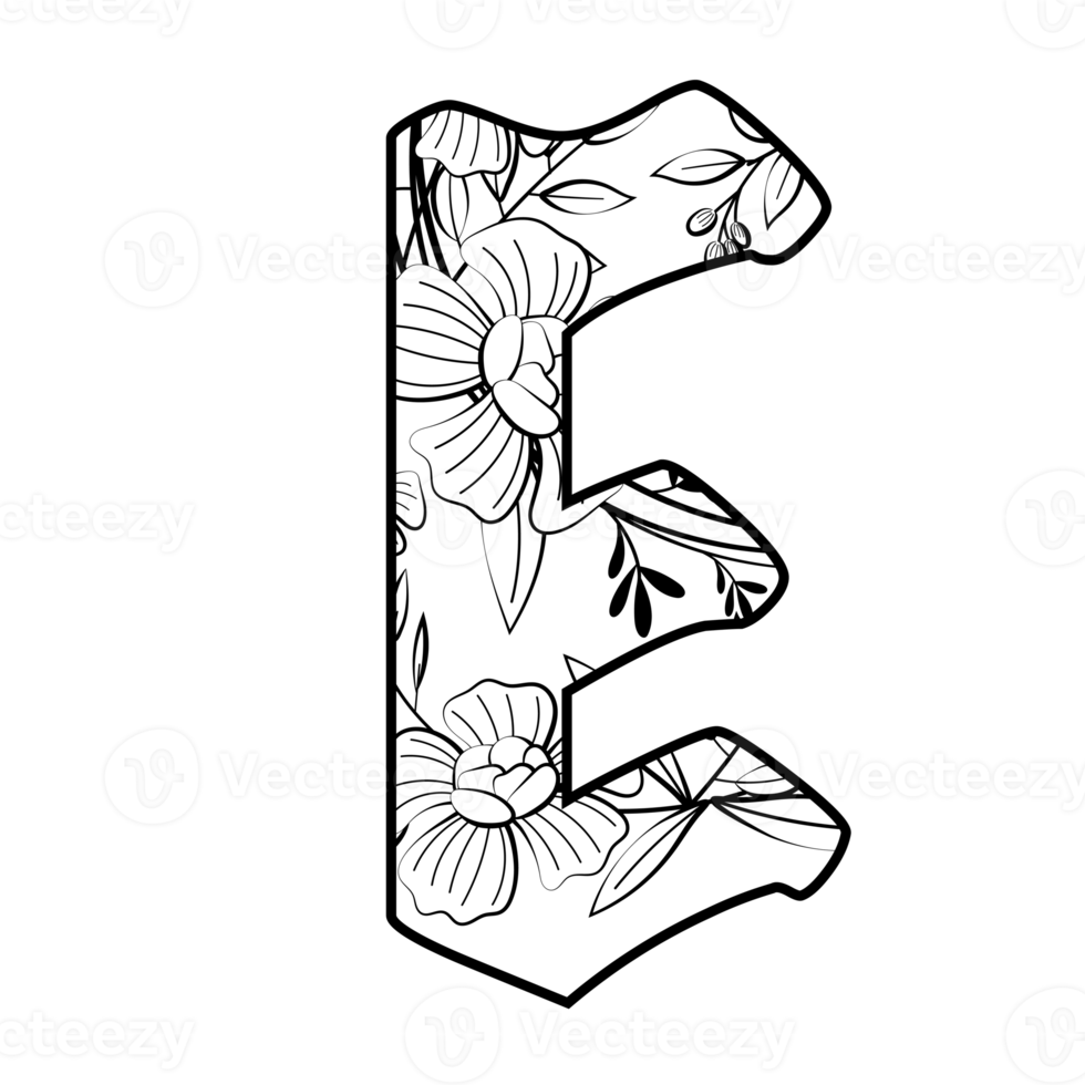 floral A-Z alphabet line art 8481013 PNG