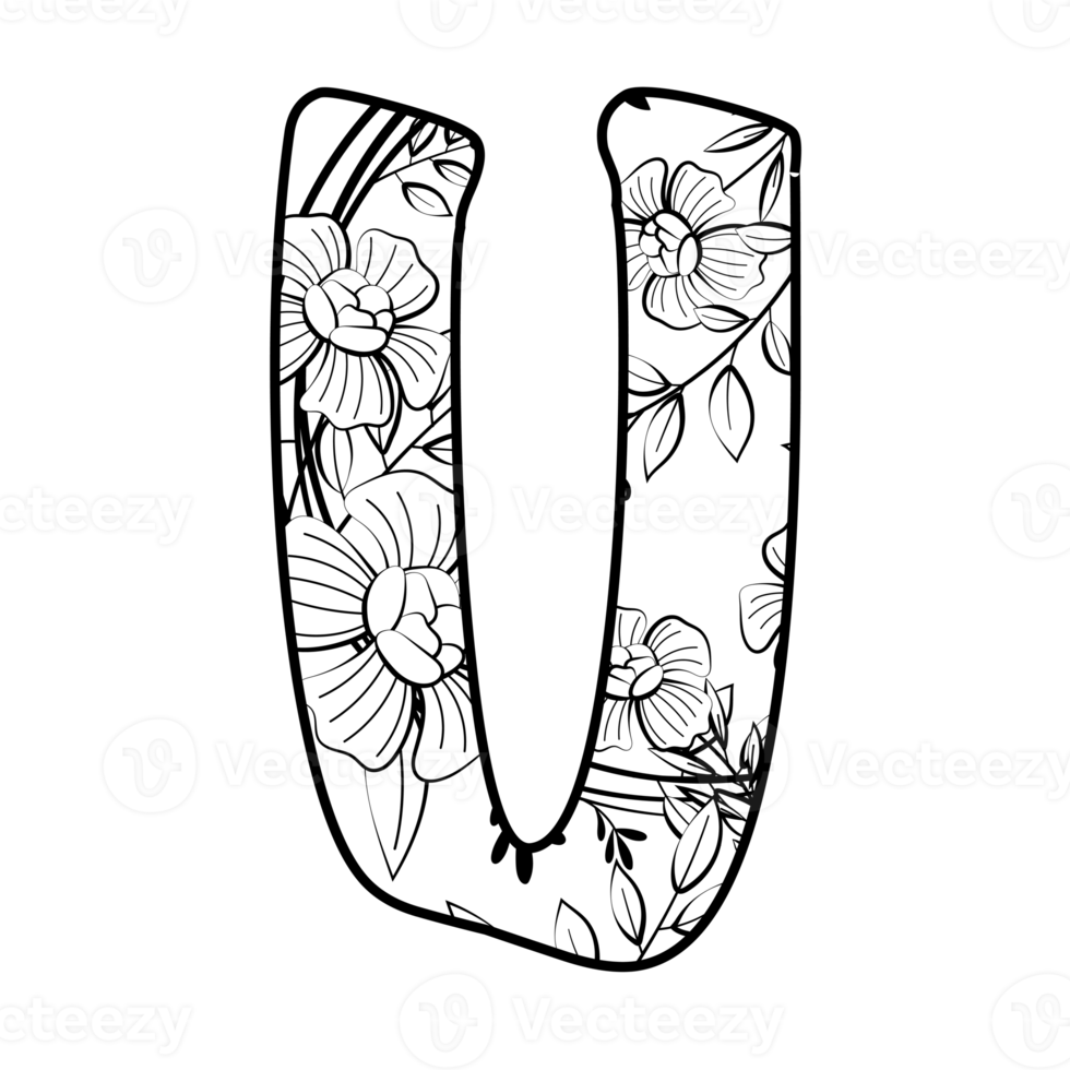 floral A-Z alphabet line art 8481015 PNG