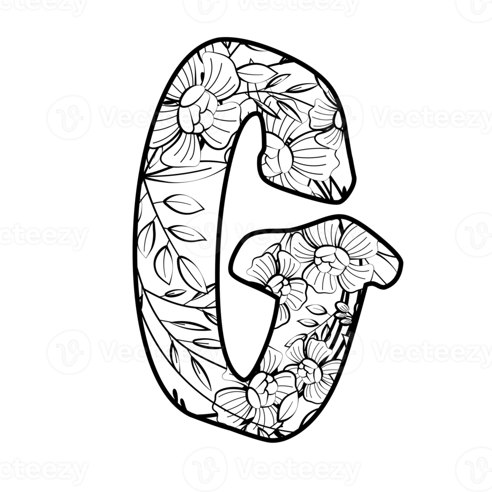 floral A-Z alphabet line art 8481117 PNG