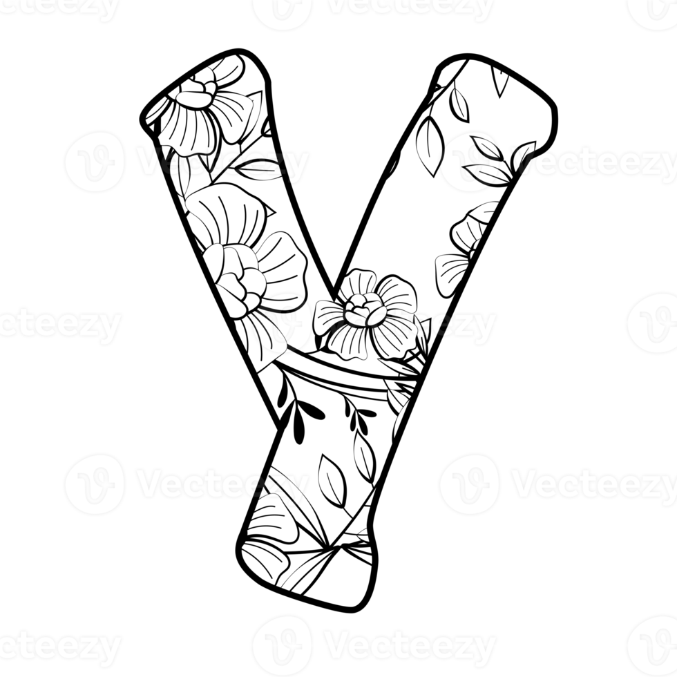 floral A-Z alphabet line art 8481118 PNG