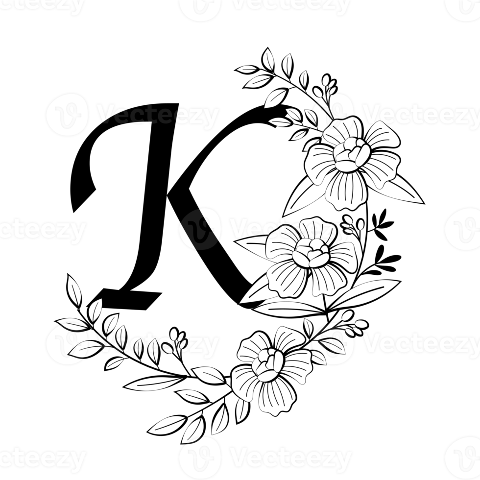 floral A-Z alphabet line art 8481498 PNG