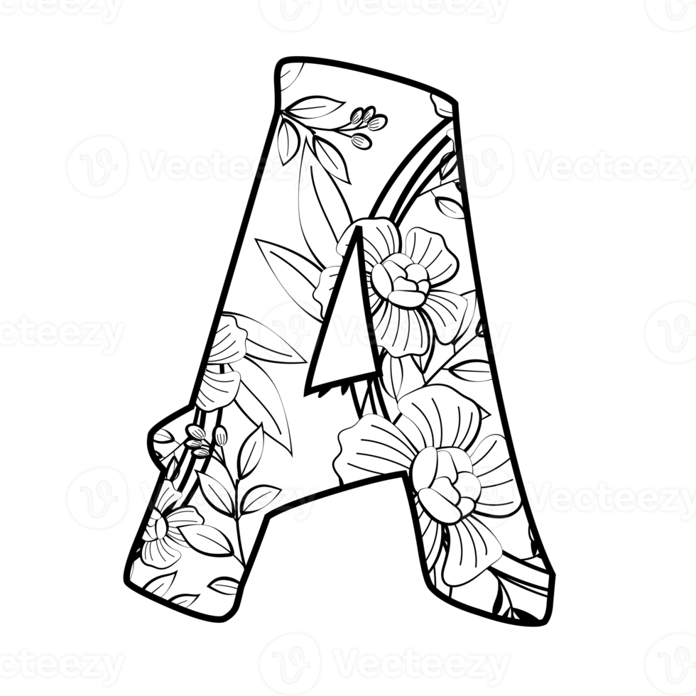 floral A-Z alphabet line art 8481918 PNG