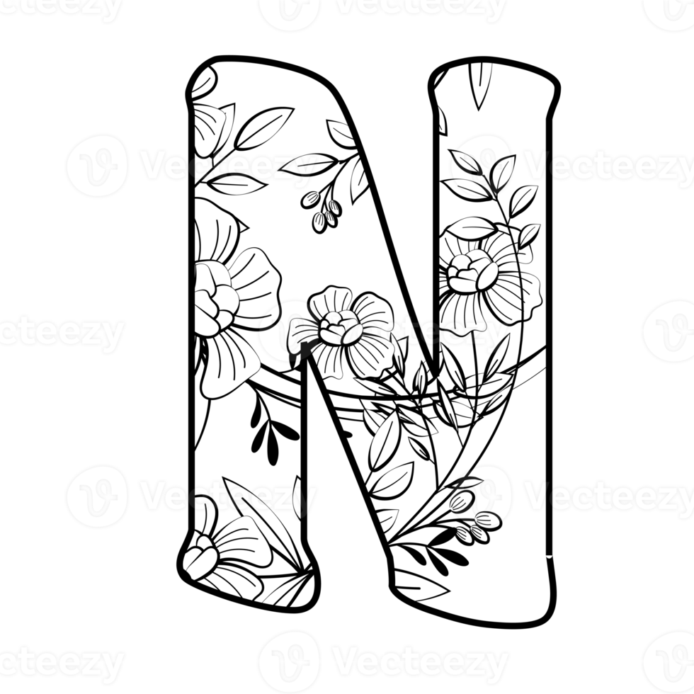 floral A-Z alphabet line art 8481920 PNG
