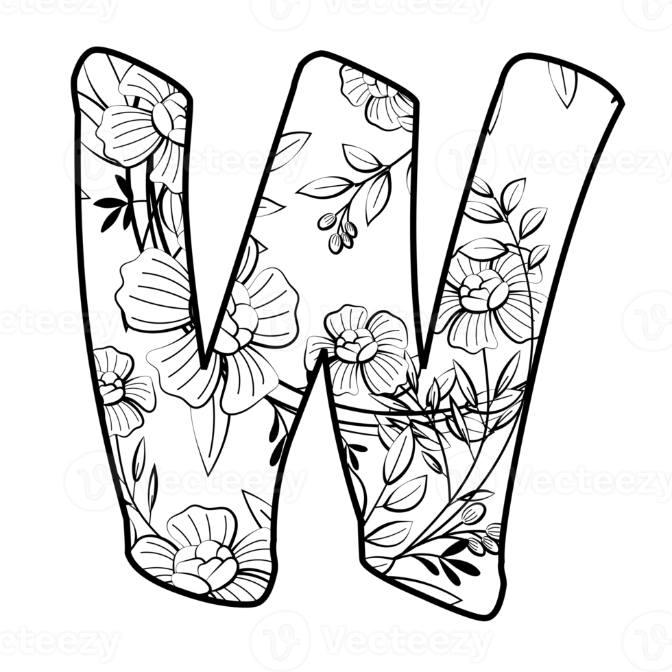 floral A-Z alphabet line art 8482158 PNG