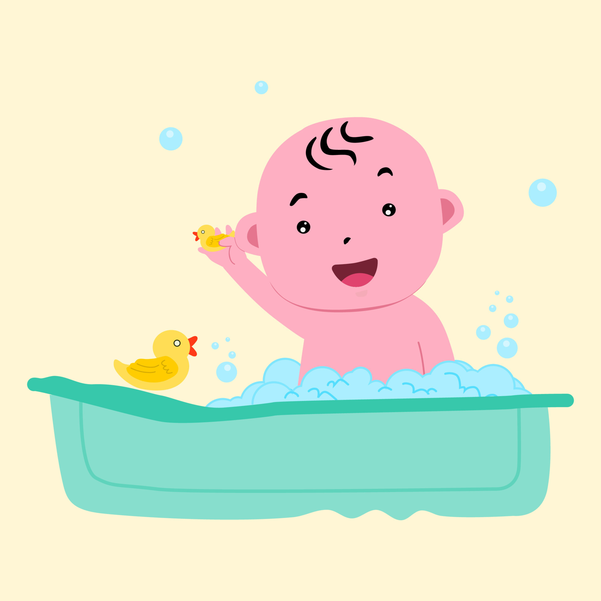Baby Bath Time Clip Art