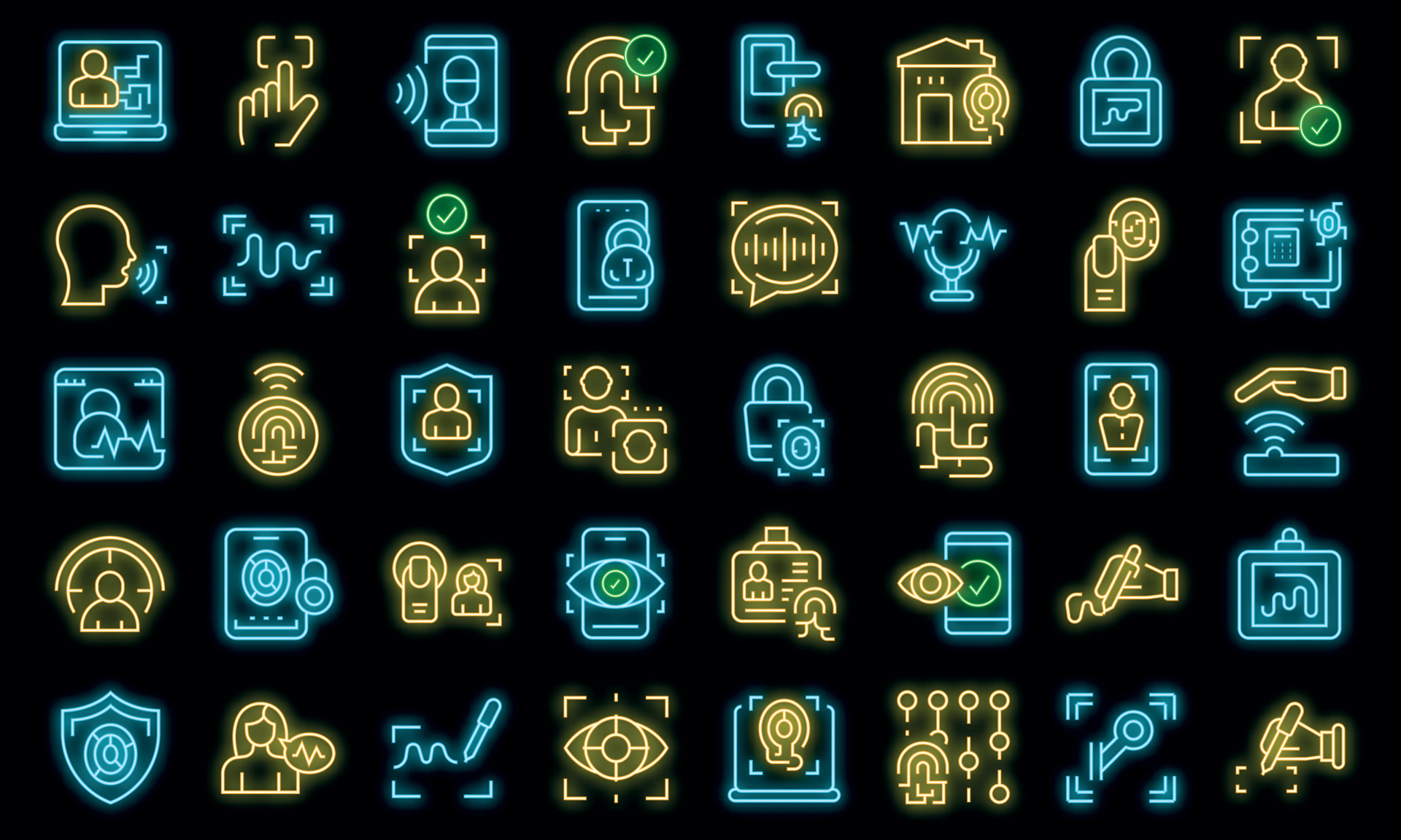 Handwriting Identification Icons Set Vector Neon 8486293 Vector Art At