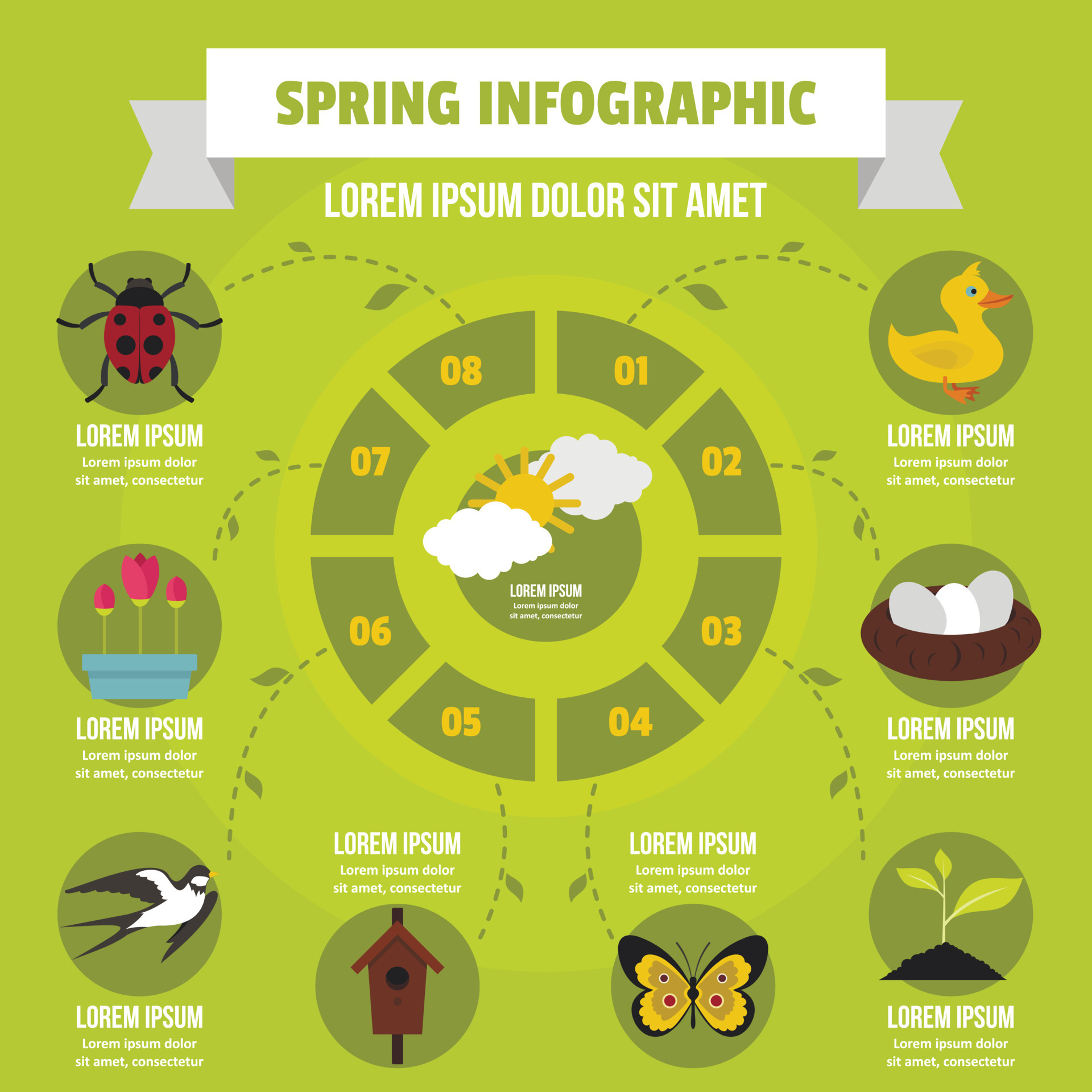Spring infographic concept, flat style 8486877 Vector Art at Vecteezy