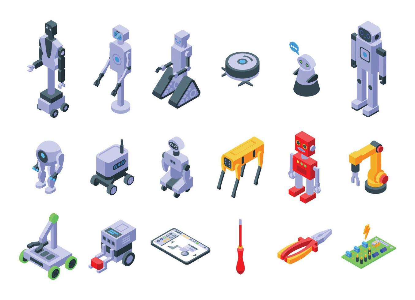 Robotics icons set isometric vector. Tech smart 8490071 Vector Art at ...