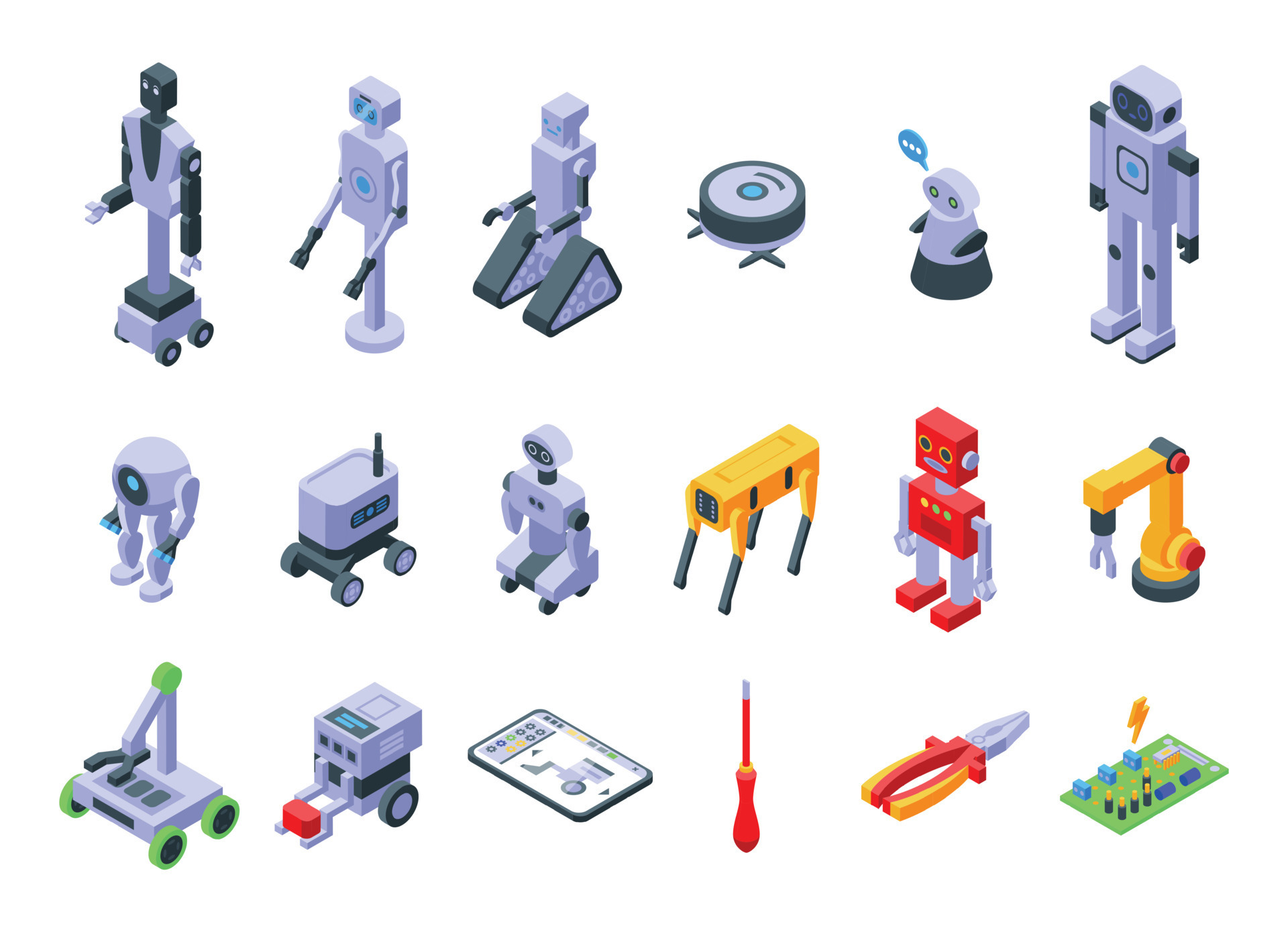 Robotics icons set isometric vector. Tech smart 8490071 Vector Art at ...