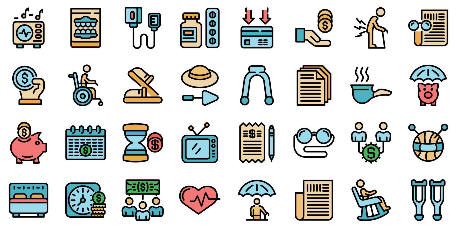 Retirement Icons Set Vector Flat 8490097 Vector Art At Vecteezy