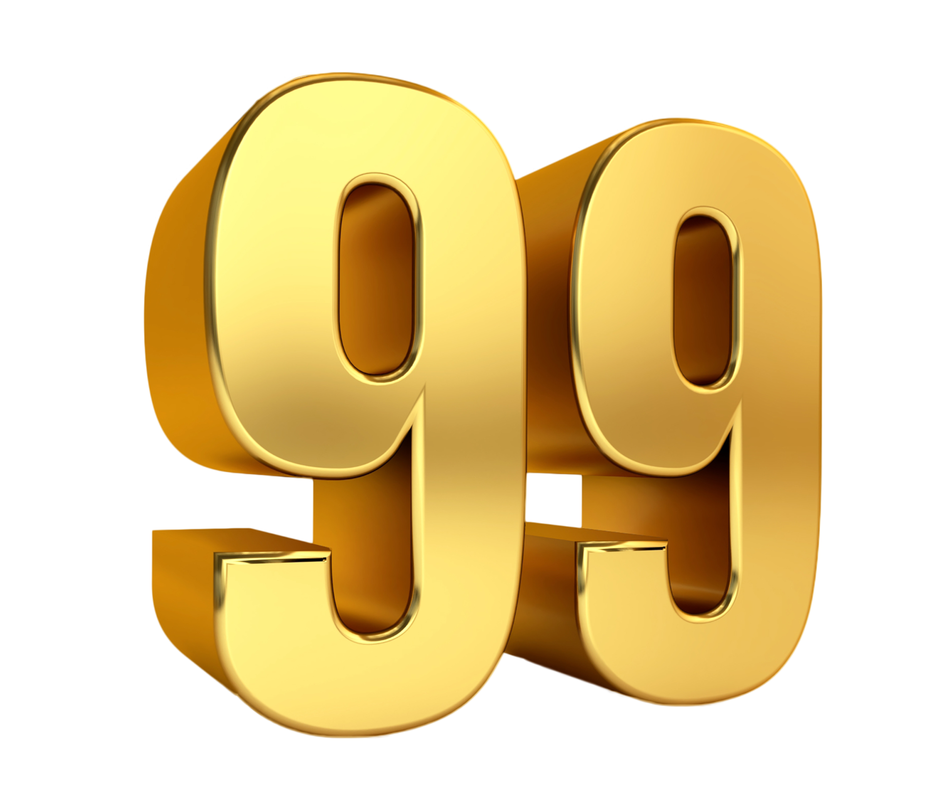 Ninety nine Golden Number 99 anniversary birthday Price 8490126 PNG