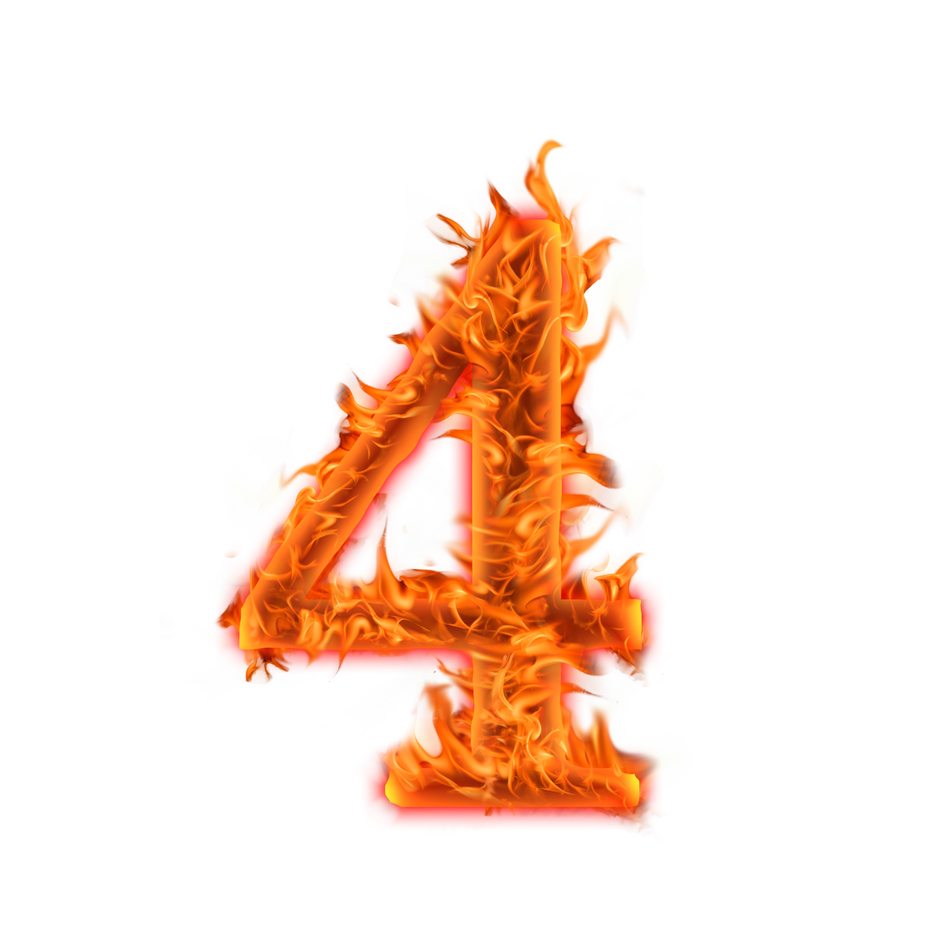 4 Number Four Fire Letters Icon Design 8490517 Png