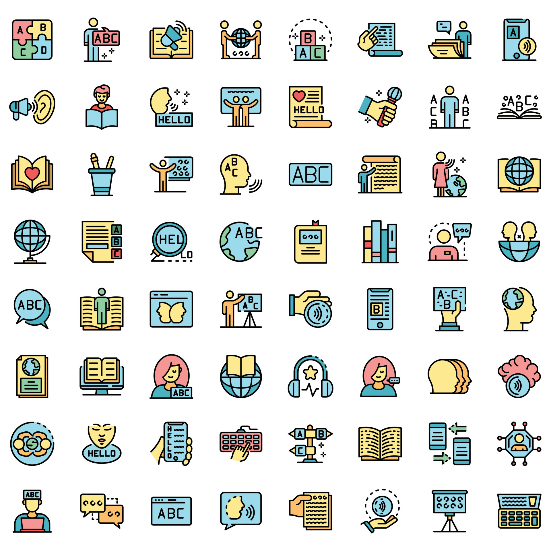 Linguist icons set vector flat 8491304 Vector Art at Vecteezy Linguist icons set vector flat 8491304 Vector Art at Vecteezy