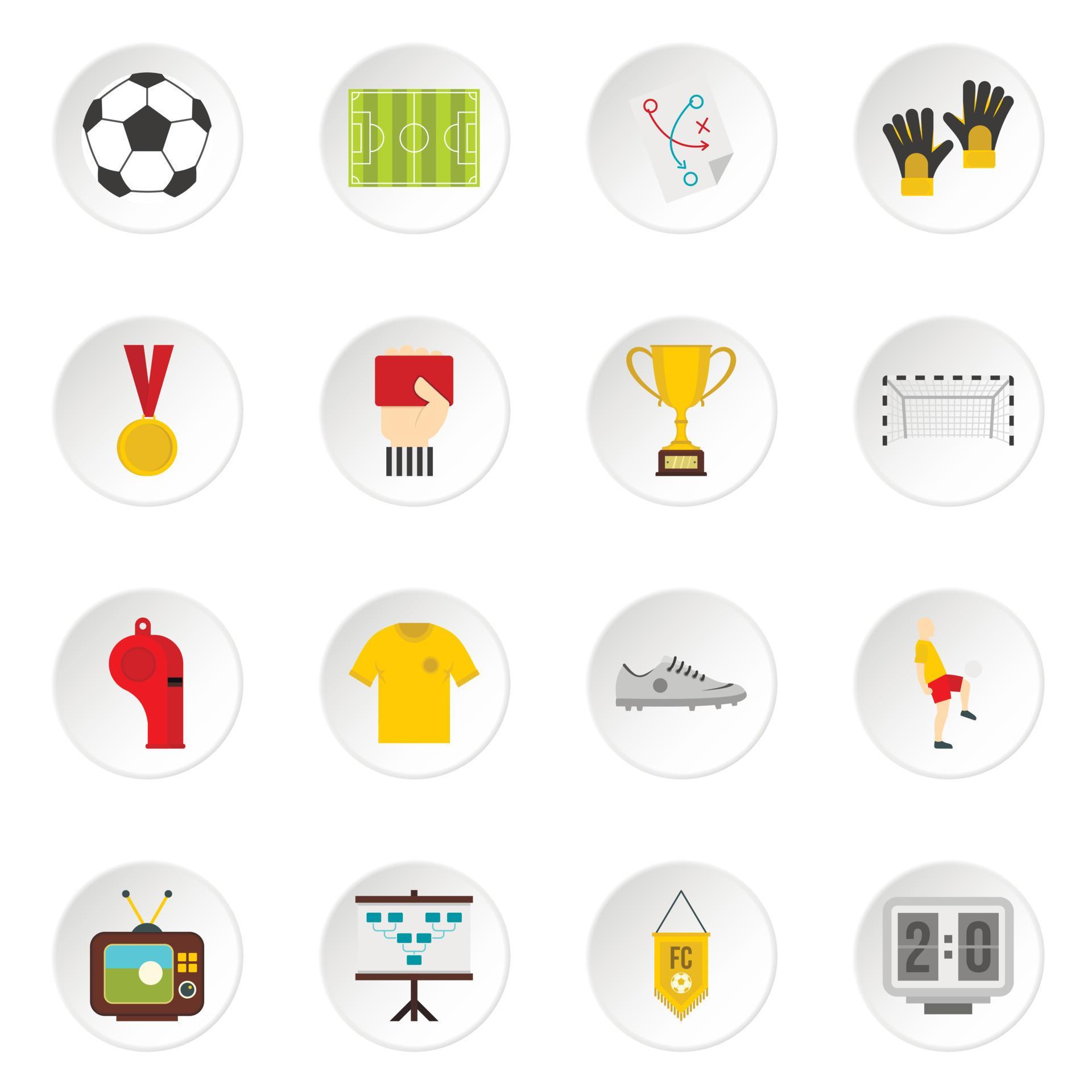 Soccer football icons set in flat style 8491589 Vector Art at Vecteezy Soccer football icons set in flat style 8491589 Vector Art at Vecteezy