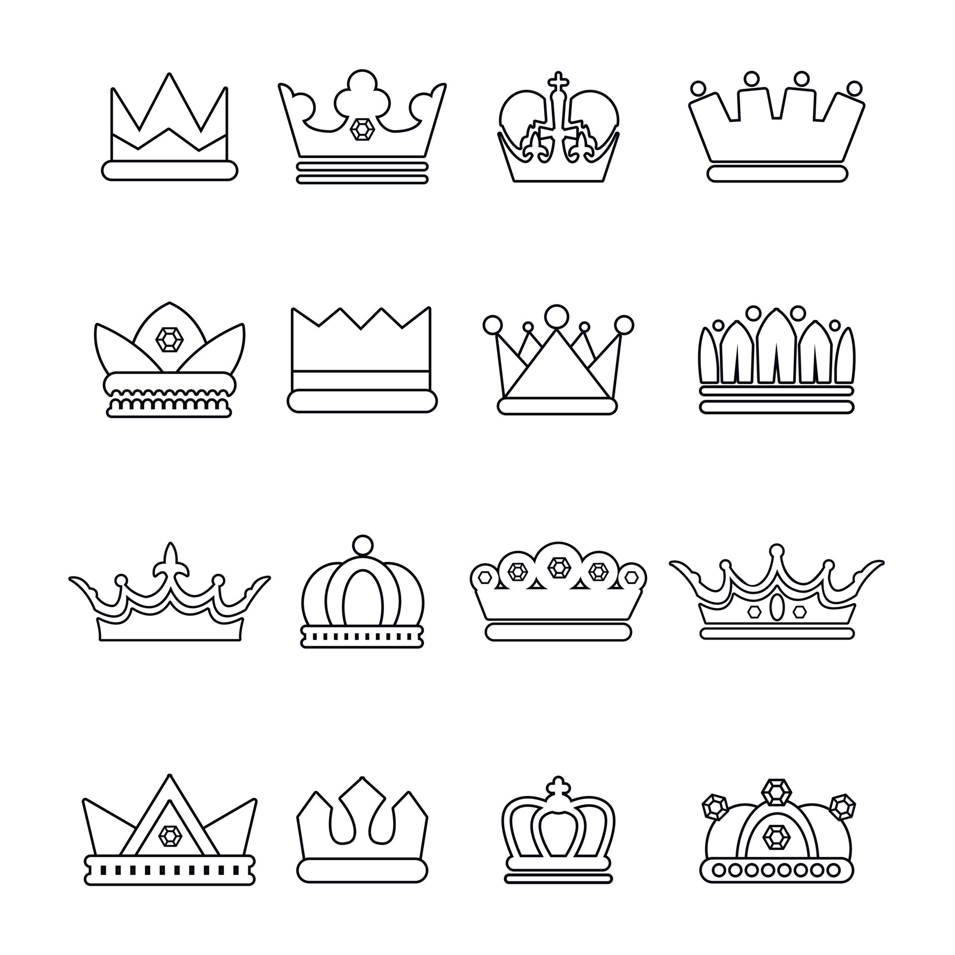Crown Gold Icons Set Outline Style 8500403 Vector Art At Vecteezy