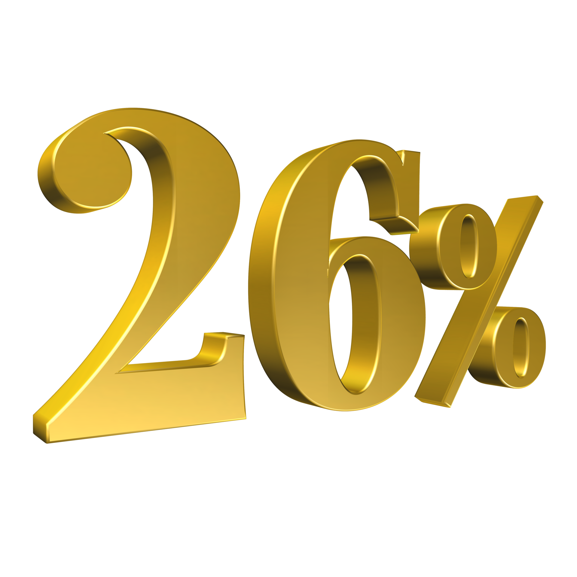 26-percent-gold-number-twenty-six-3d-rendering-8506431-png