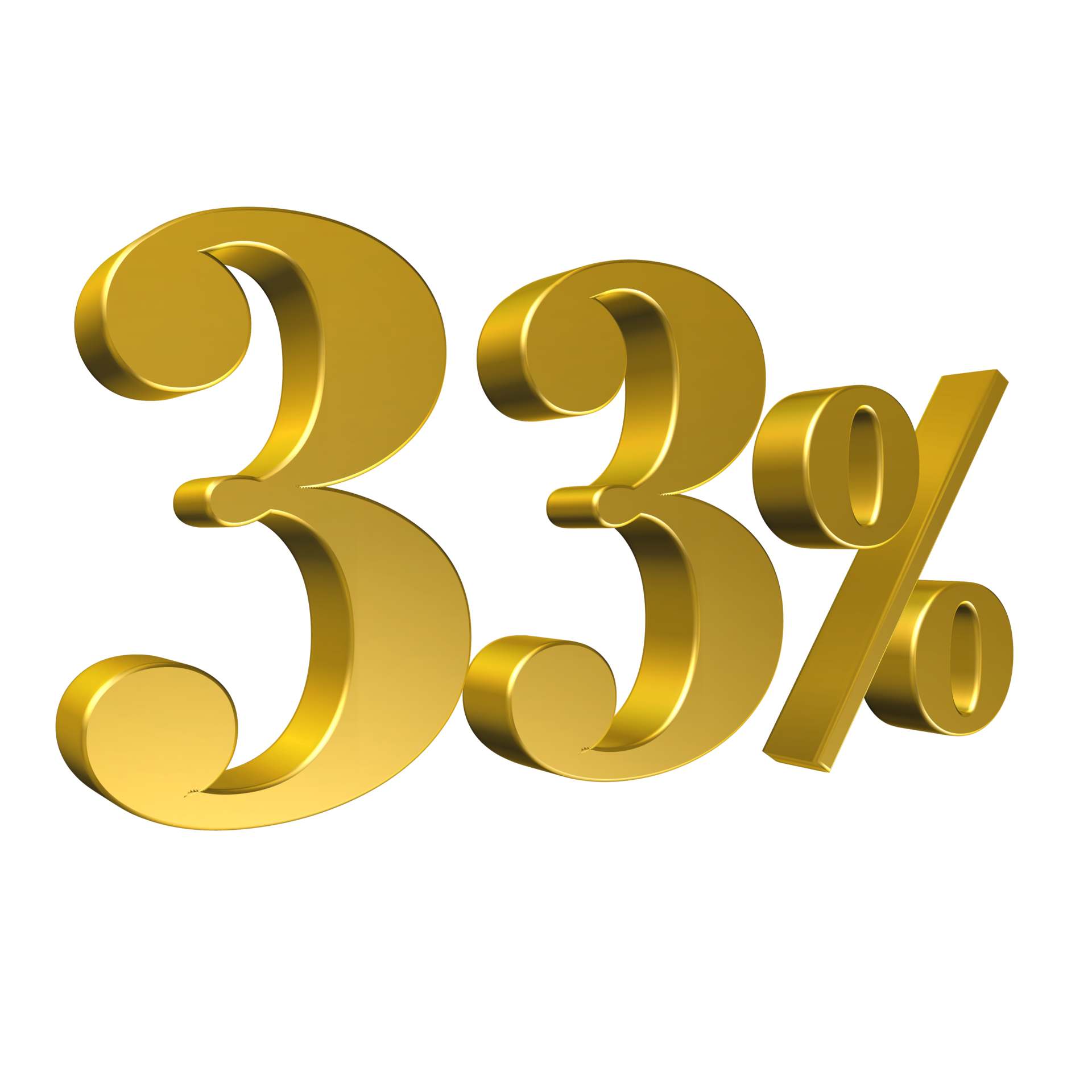 33 Percent Gold Number Thirty Three 3D Rendering 8506496 PNG