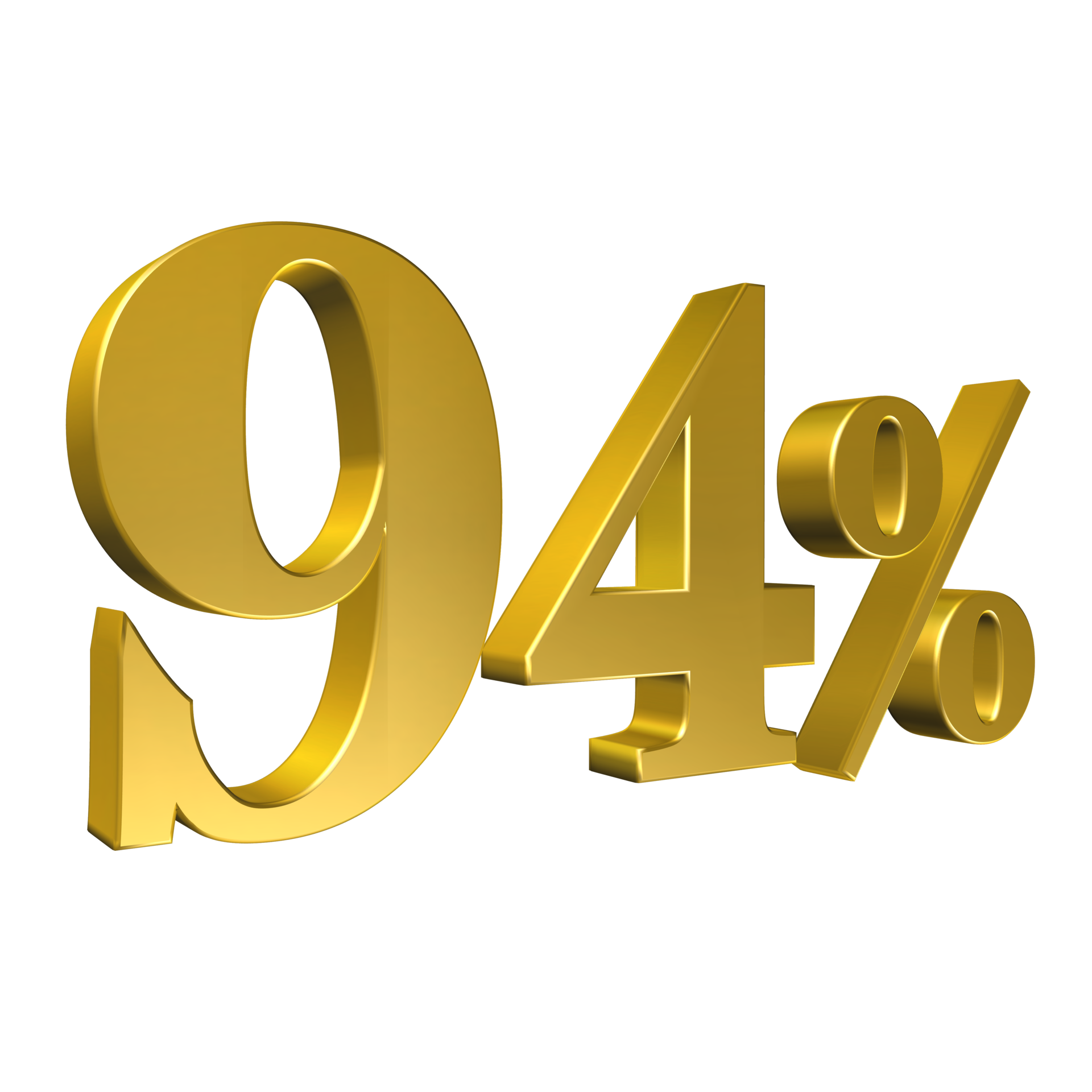 94 Percent Gold Number Ninety Four 3D Rendering 8506534 PNG