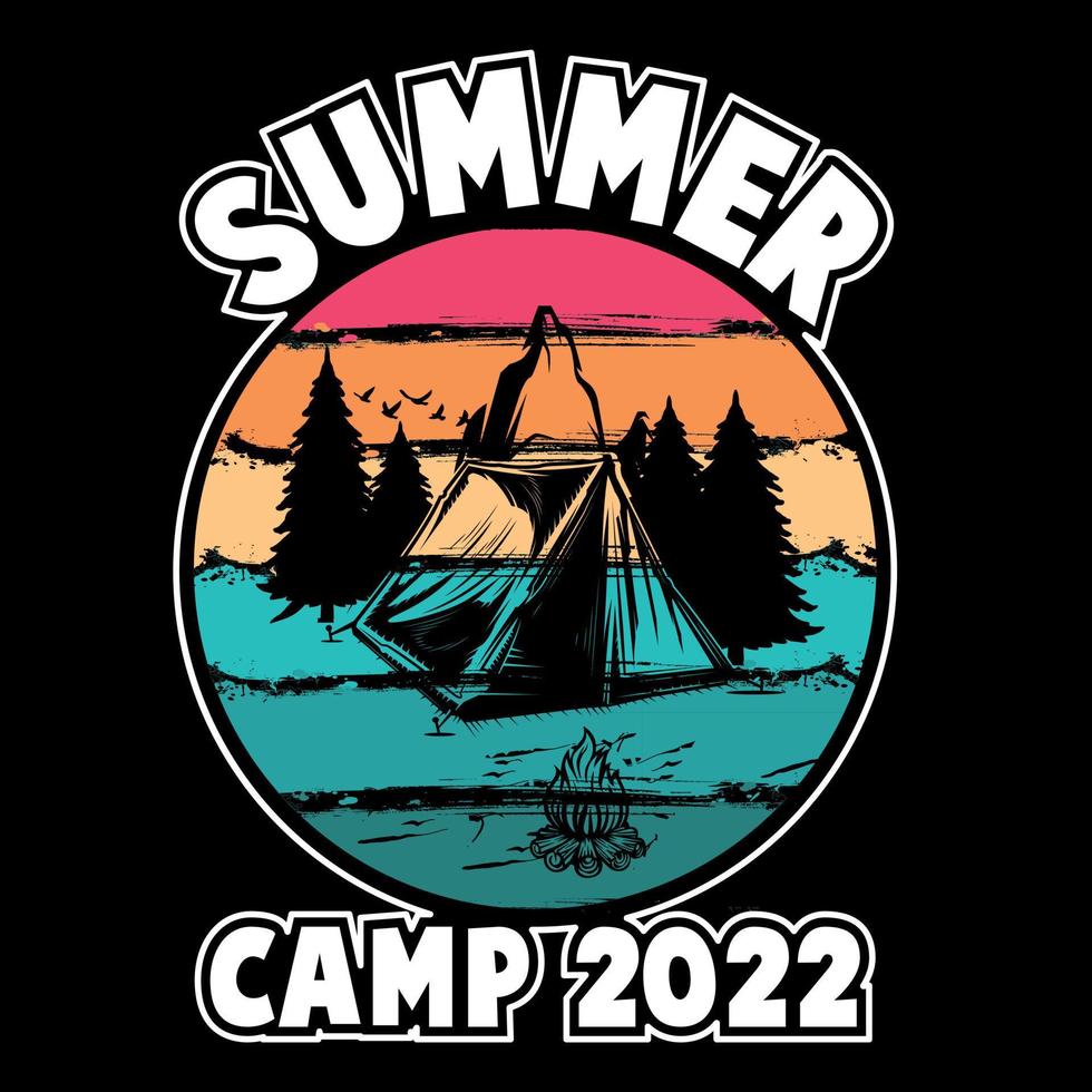 Summer Camp Vintage T Shirt Design Vector Element Illustration